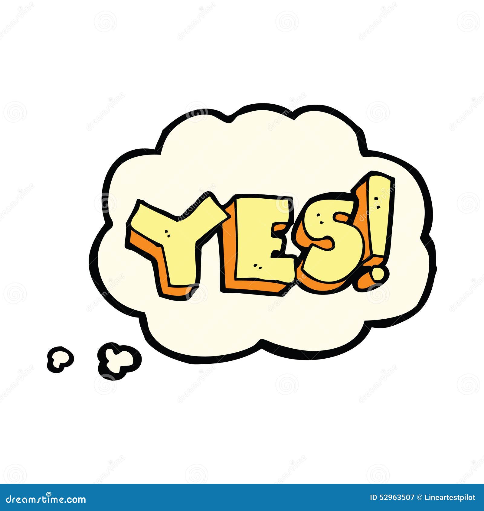 Cartoon Yes Symbol With Thought Bubble Stock Illustration - Image: 52963507