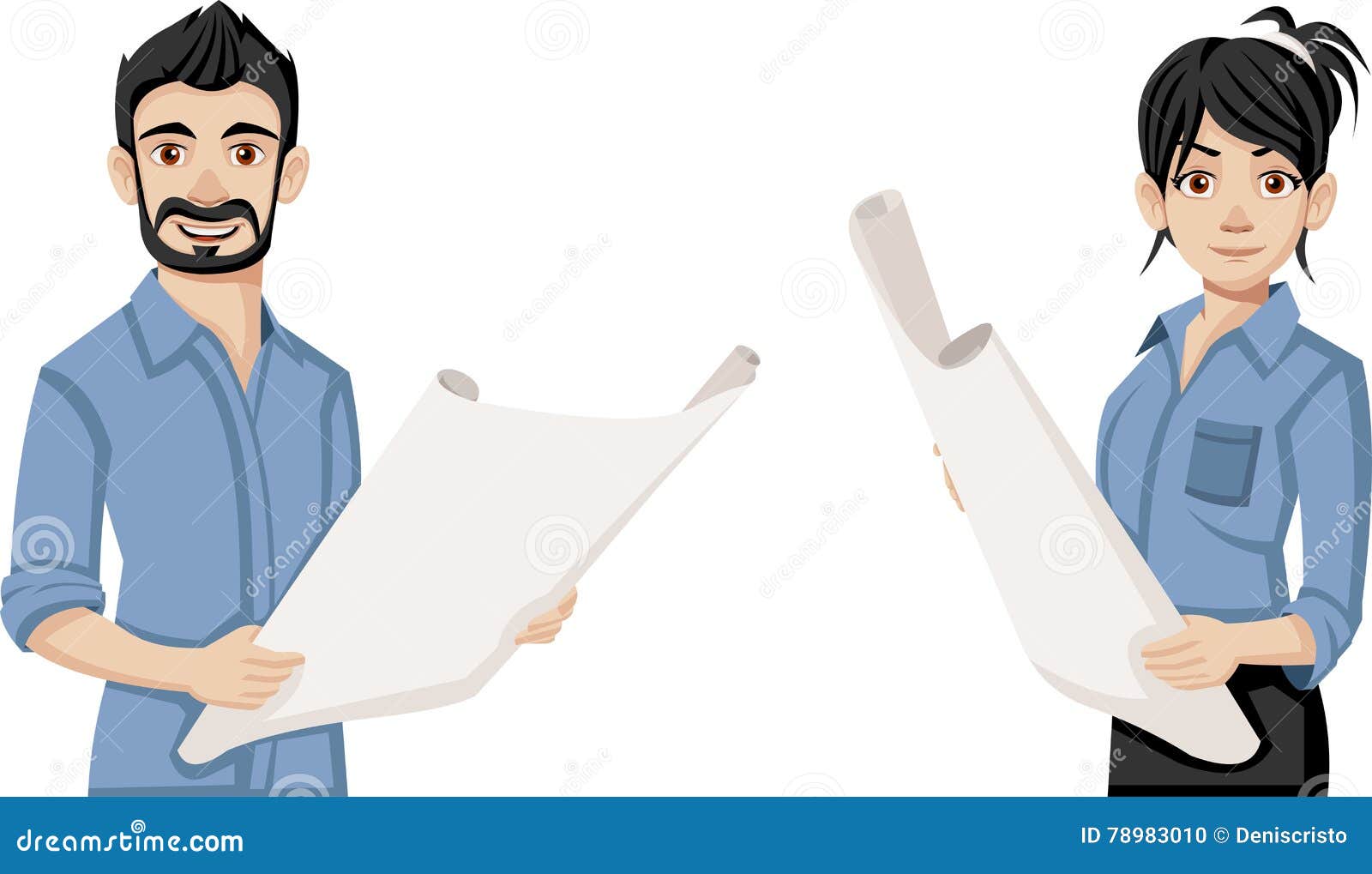 Cartoon young architects stock vector. Illustration of worker - 78983010