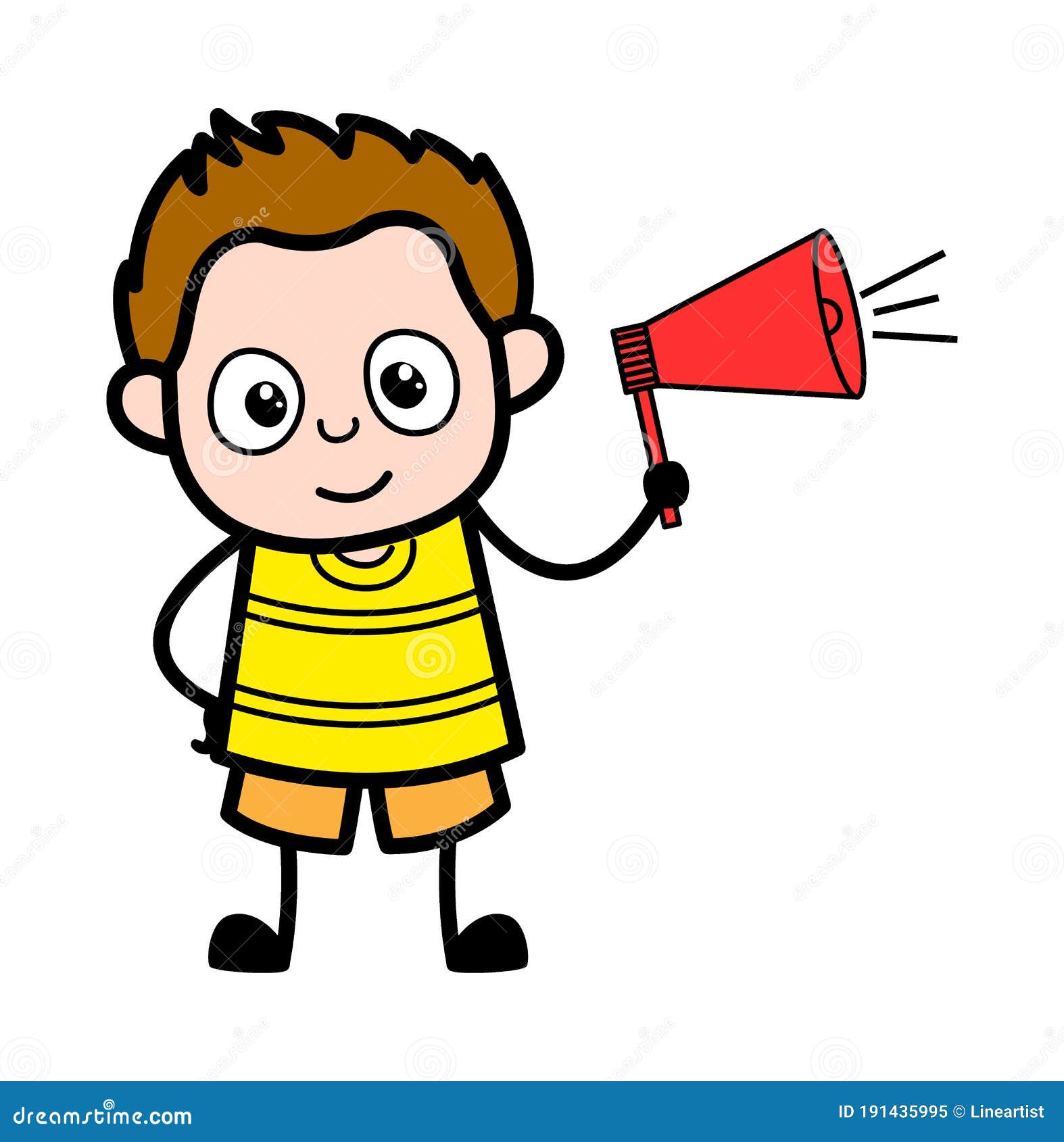 Cartoon Young Boy Announcing With Loudhailer Stock Image ...