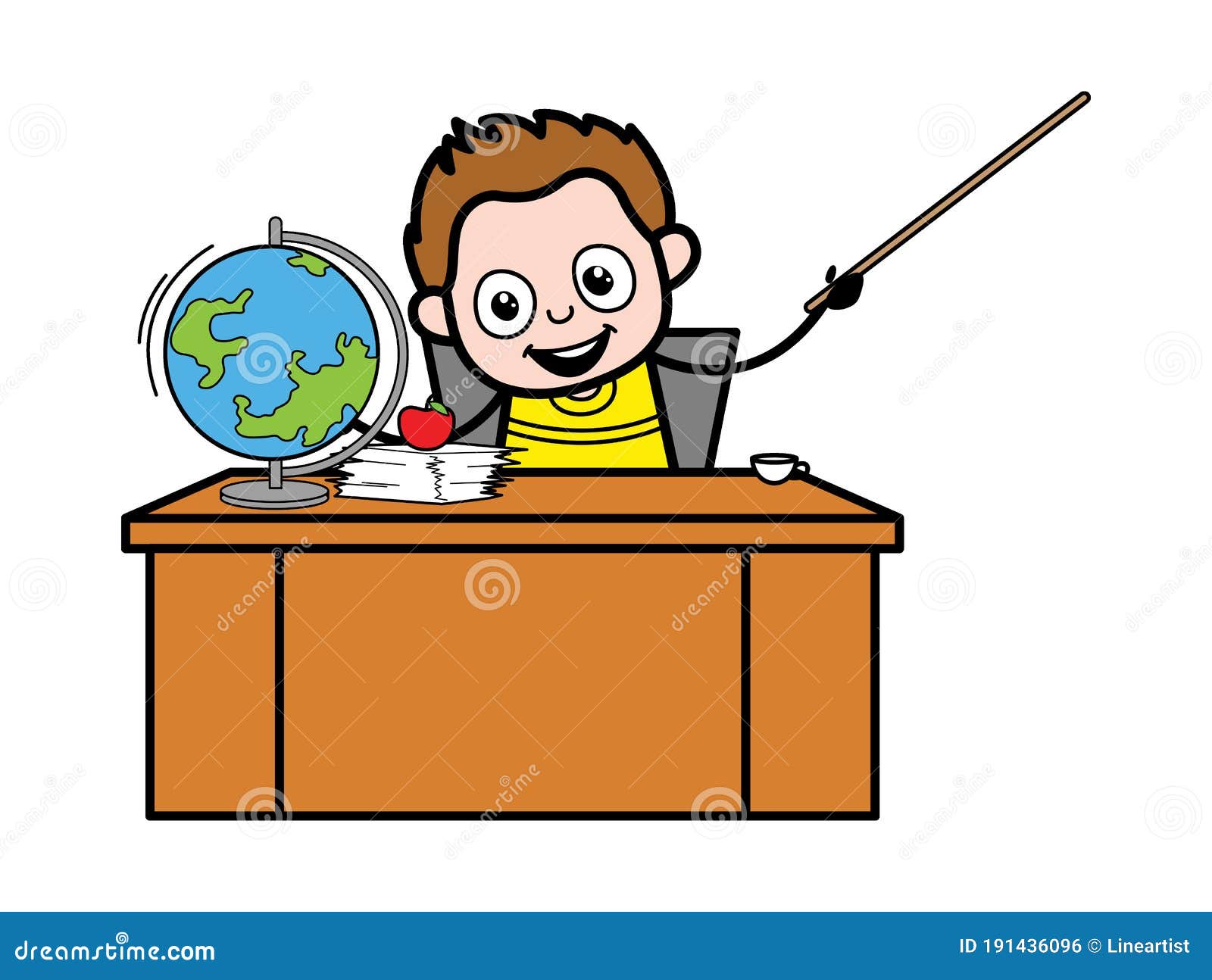 Cartoon Young Boy As Teacher Stock Illustration - Illustration of comic ...