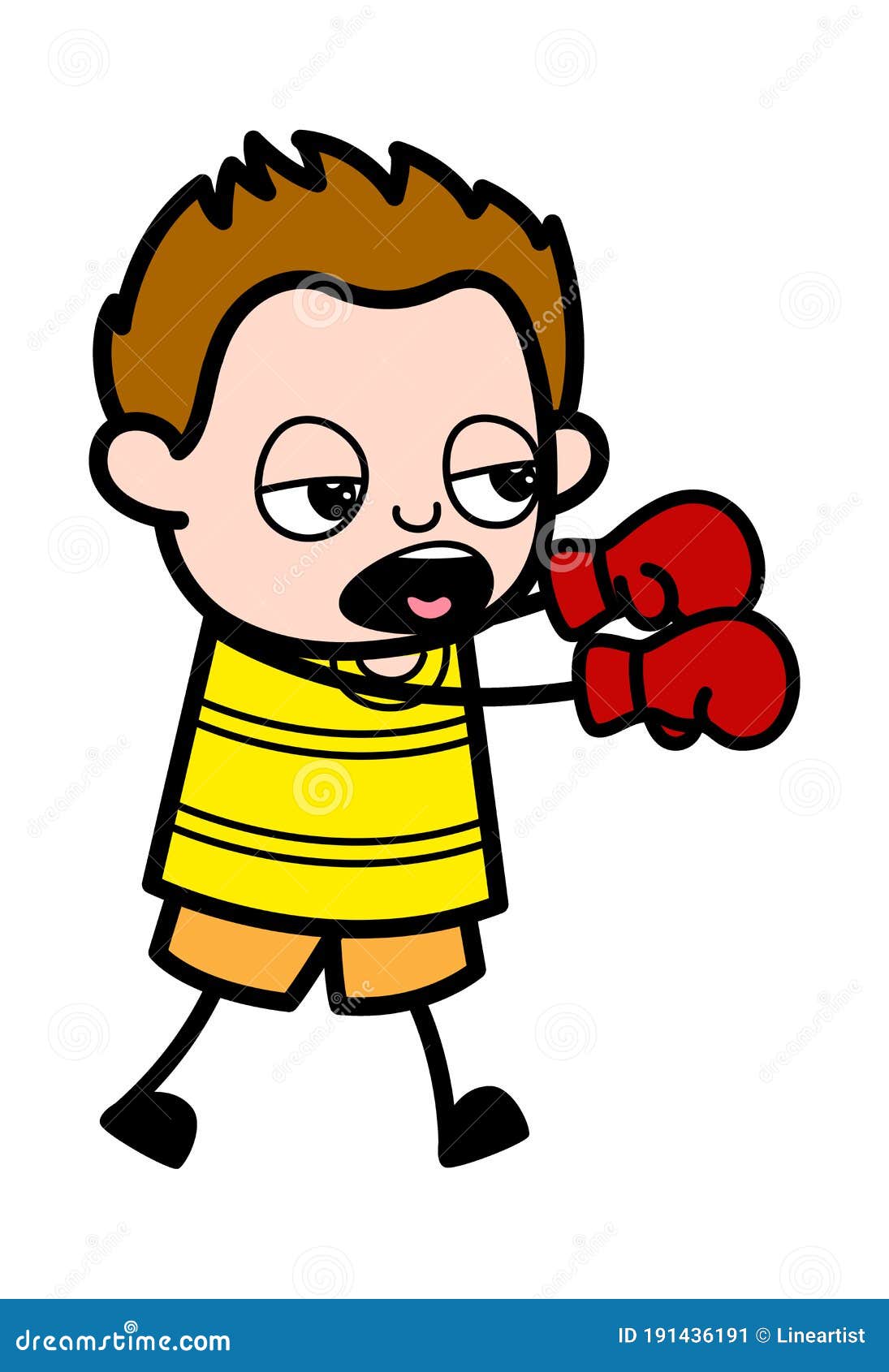 Cartoon Young Boy Boxing stock illustration. Illustration of practice ...