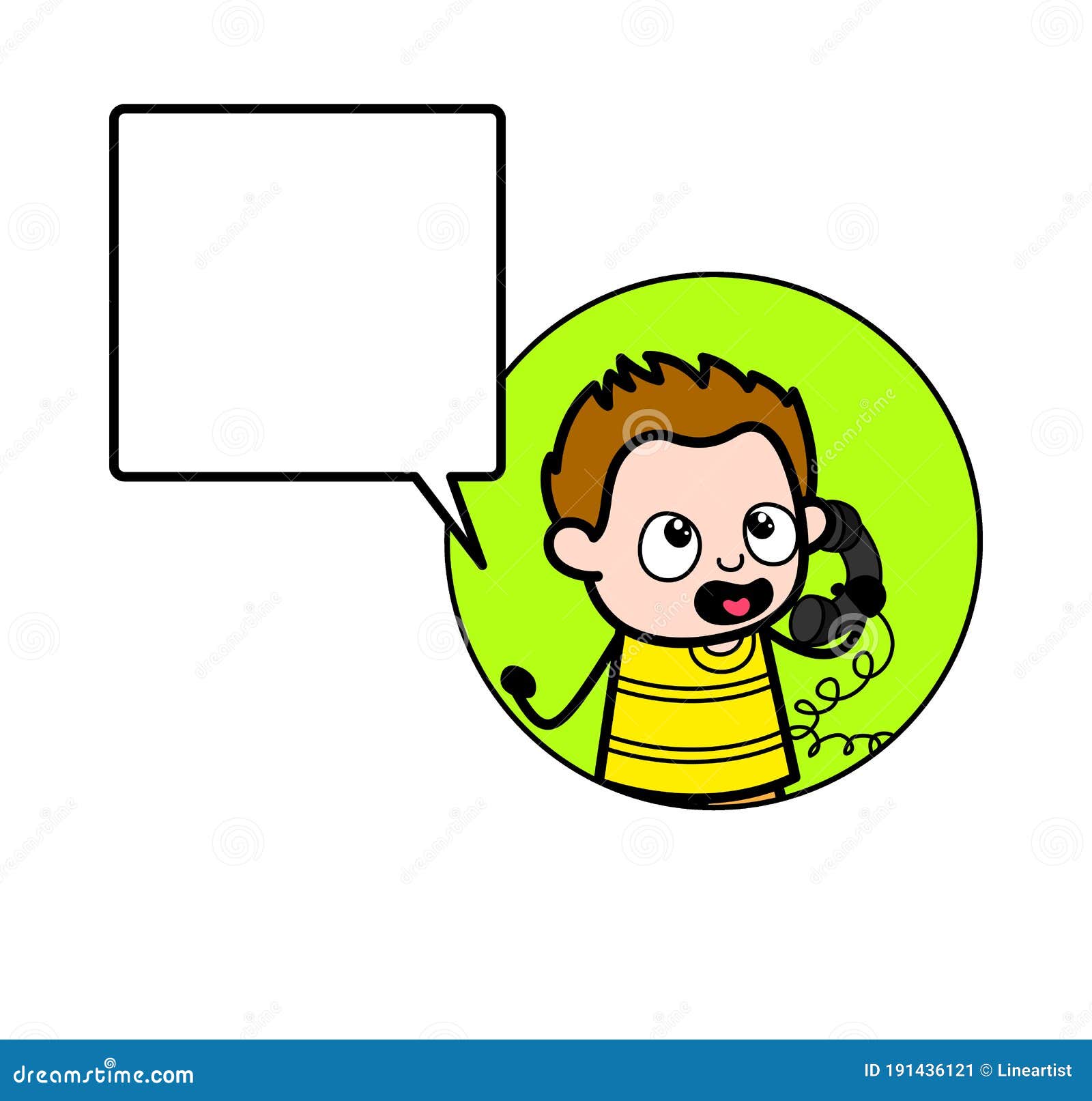 Cartoon Young Boy Calling on Cell Phone Stock Illustration ...