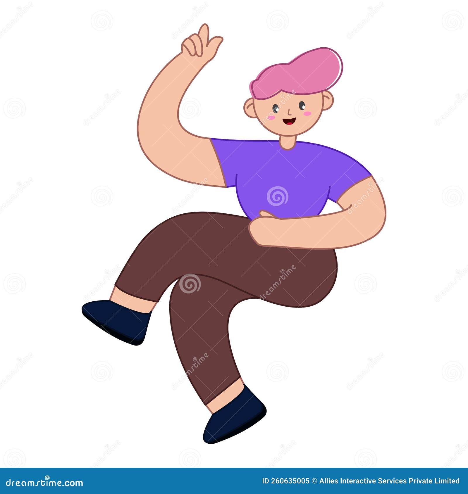 Cartoon Young Boy Character in Action Pose on White Stock Illustration ...