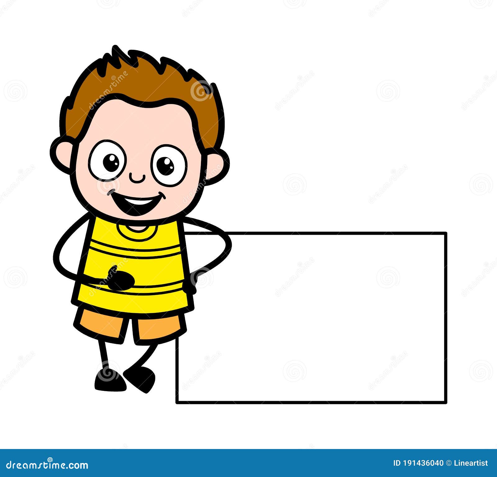 Cartoon Young Boy with Empty Banner Stock Illustration - Illustration ...