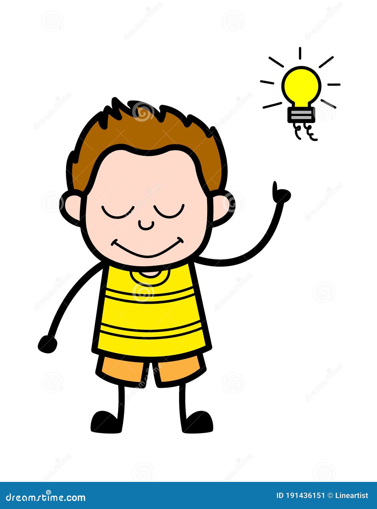 Cartoon Young Boy Got an Idea Stock Illustration - Illustration of ...