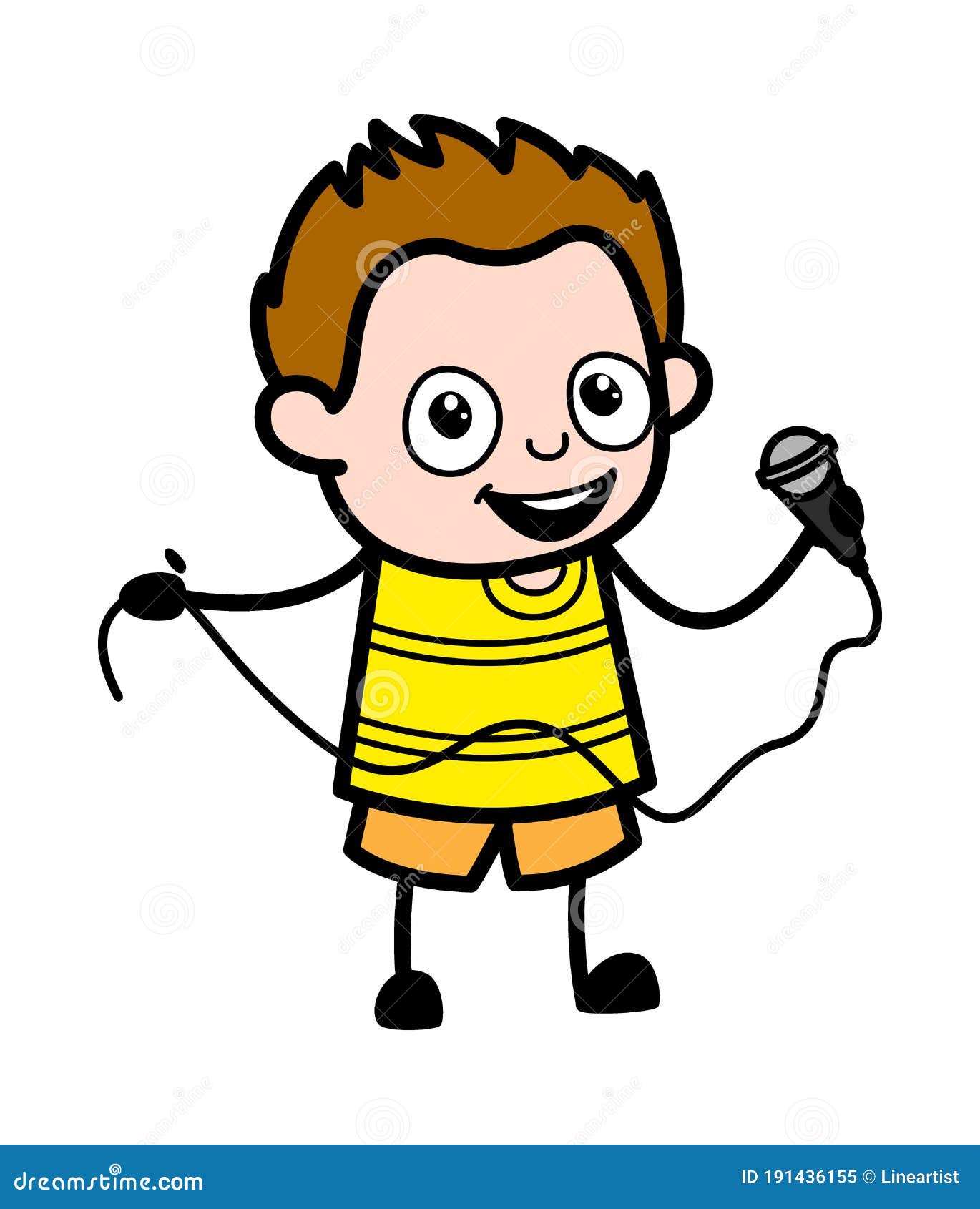 Cartoon Young Boy Holding Mic Stock Illustration - Illustration of ...