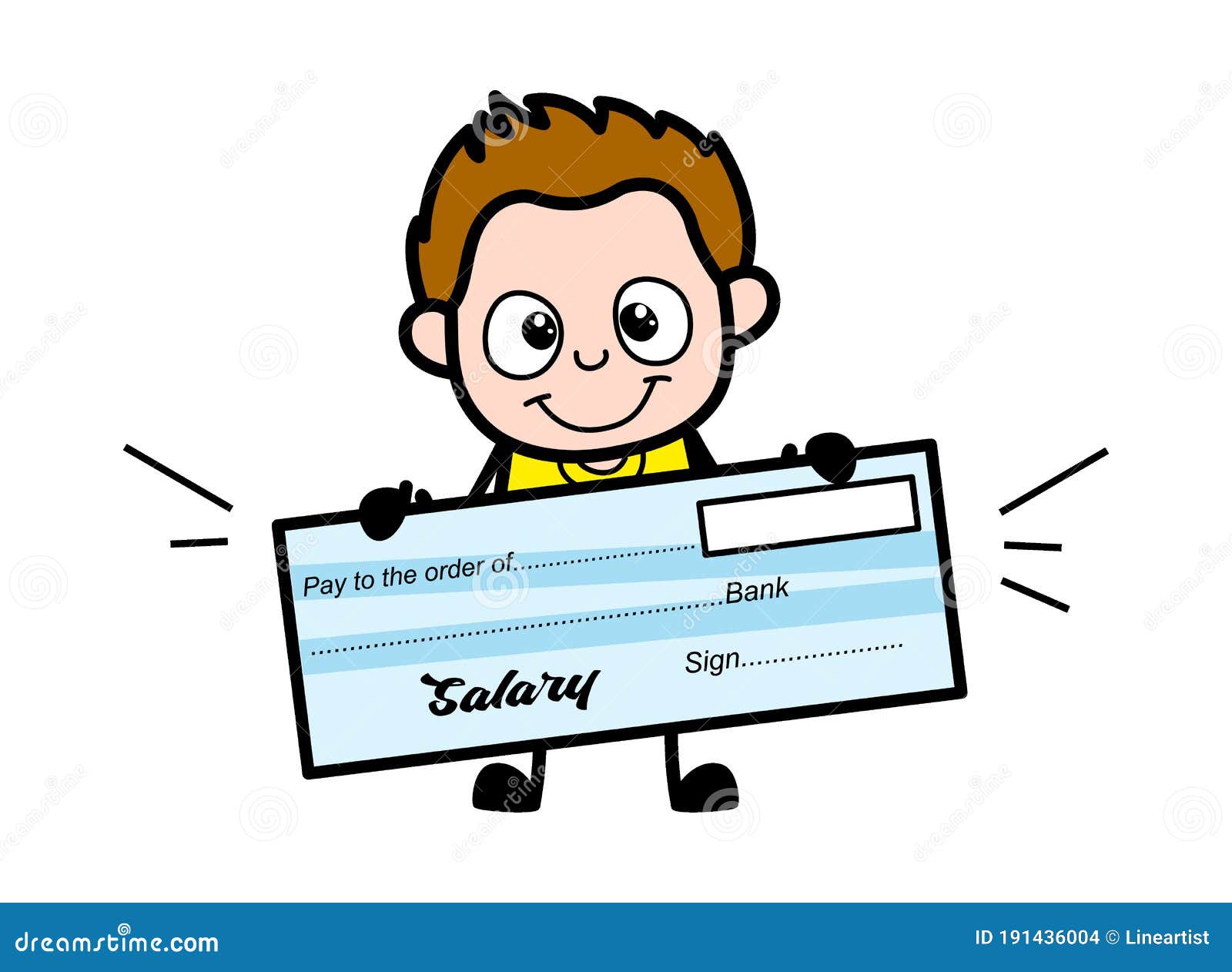 Cartoon Young Boy Holding Paycheck Stock Illustration - Illustration of ...