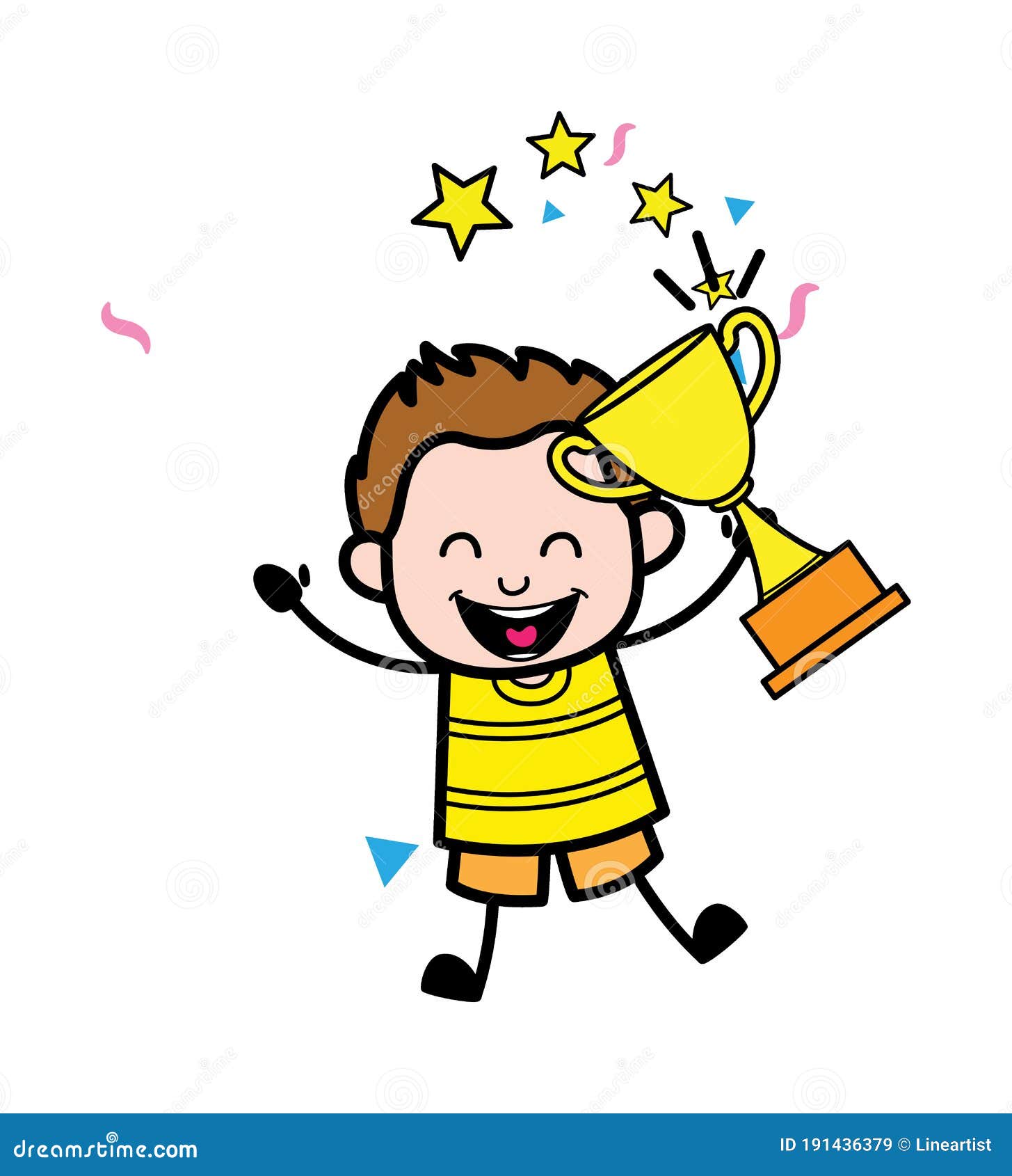 Cartoon Young Boy Holding Trophy Stock Illustration - Illustration of ...