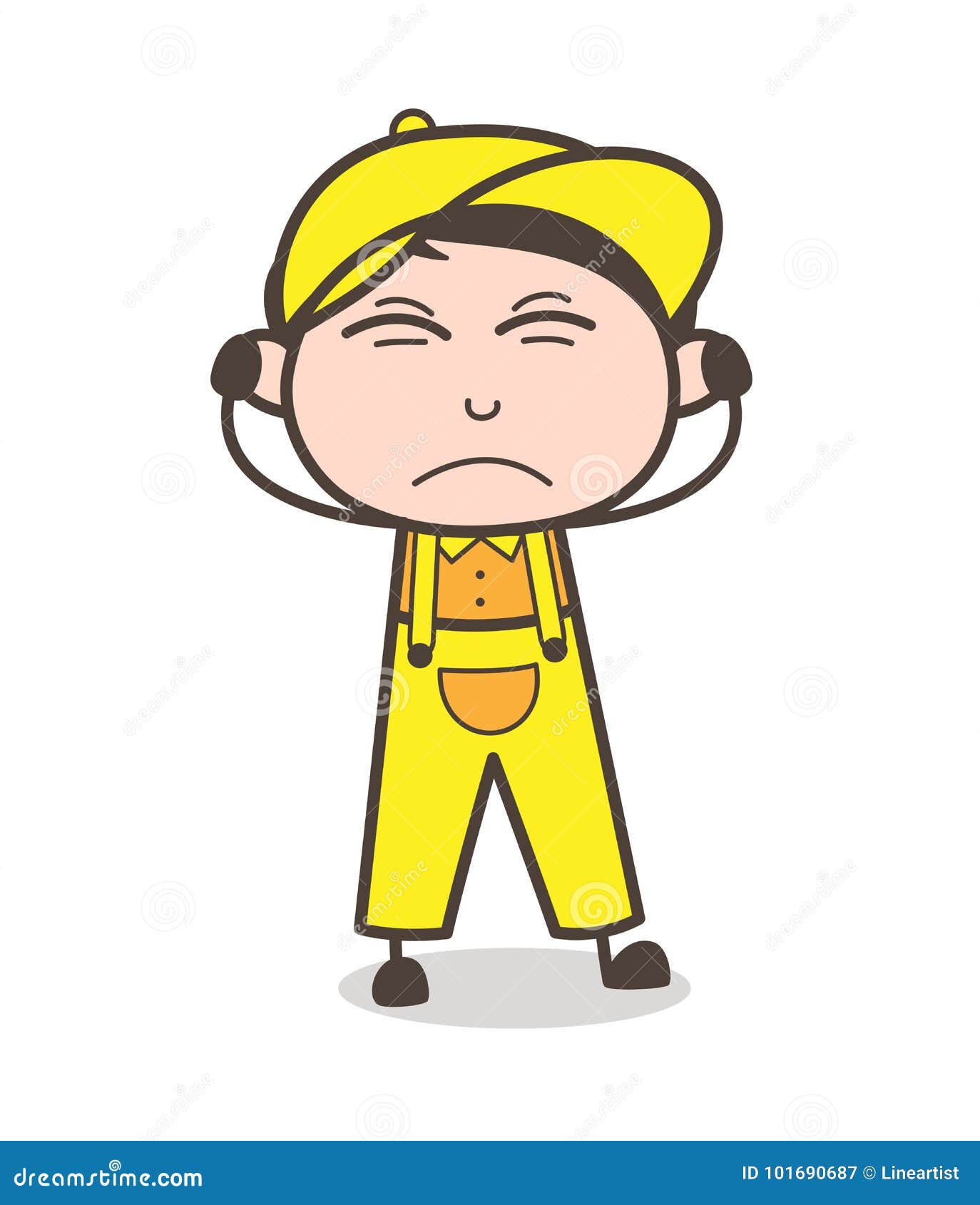 Cartoon Young Boy Irritated Expression Vector Illustration Stock ...