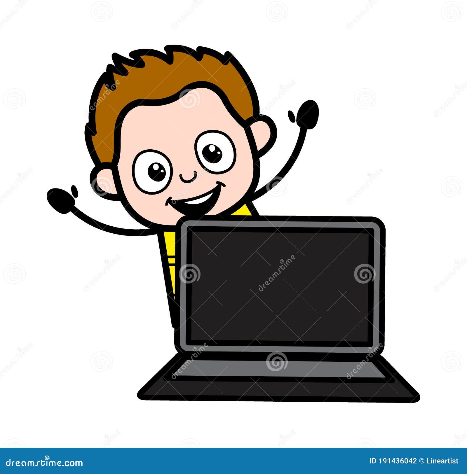 Cartoon Young Boy with Laptop Stock Illustration - Illustration of ...