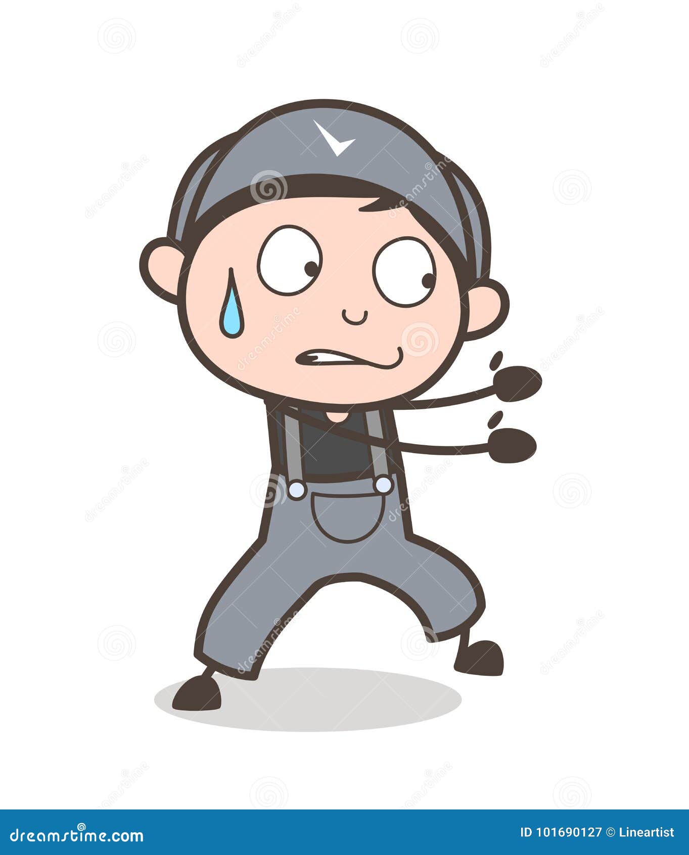 Cartoon Young Boy Pulling Expression Vector Illustration Stock ...