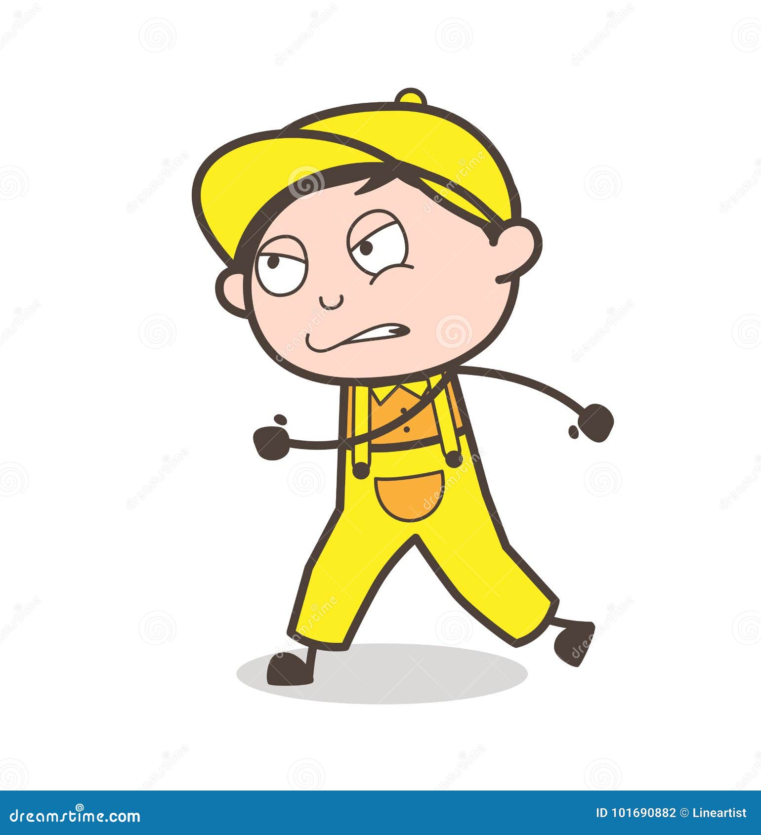 Cartoon Young Boy Running in Aggression Vector Illustration Stock ...