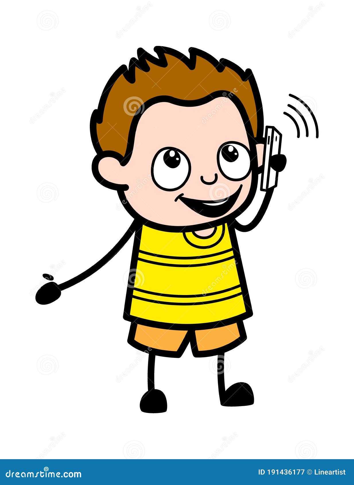 Cartoon Young Boy Talking on Cell Phone Stock Illustration ...