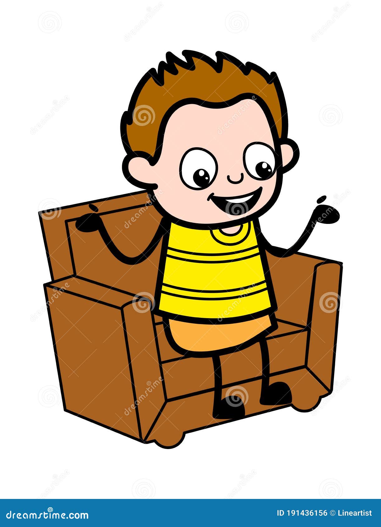 Cartoon Young Boy Talking on Sofa Stock Illustration - Illustration of ...