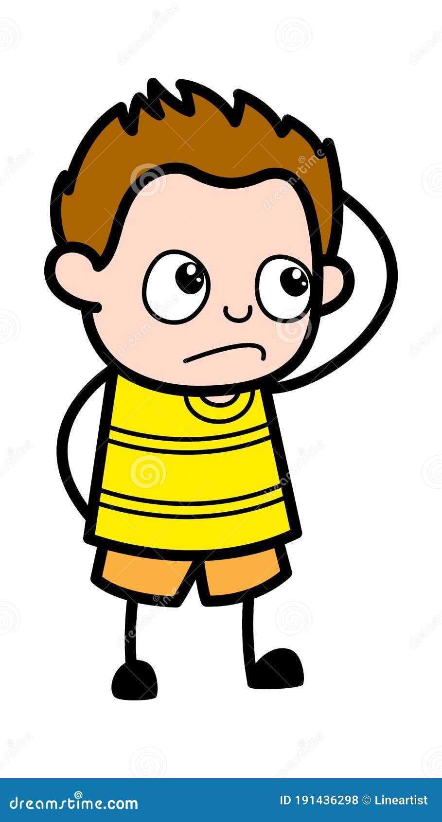 Cartoon Young Boy Thinking in Confusion Stock Illustration ...