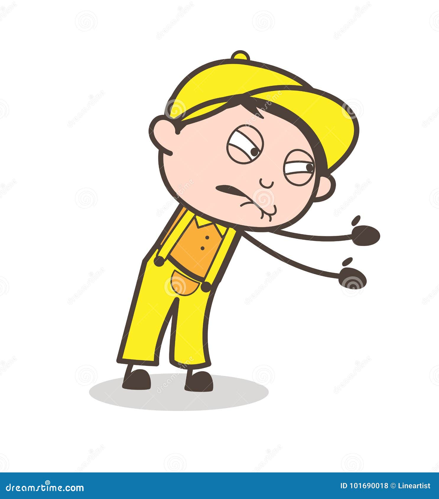 Cartoon Young Boy Trying To Pull Face Expression Vector Stock ...