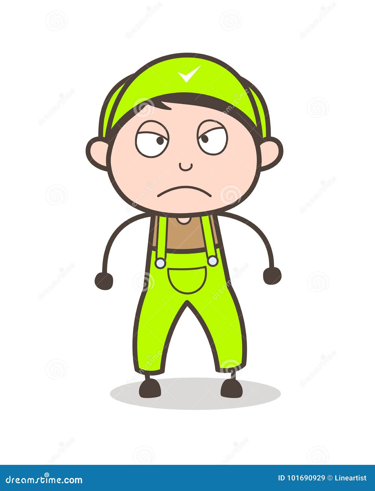 Cartoon Young Boy Worker Aggressive Expression Vector Illustration ...