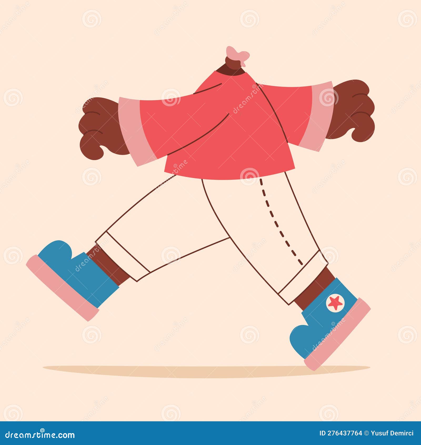 A Cartoon Young Character Walking Stock Illustration - Illustration of ...