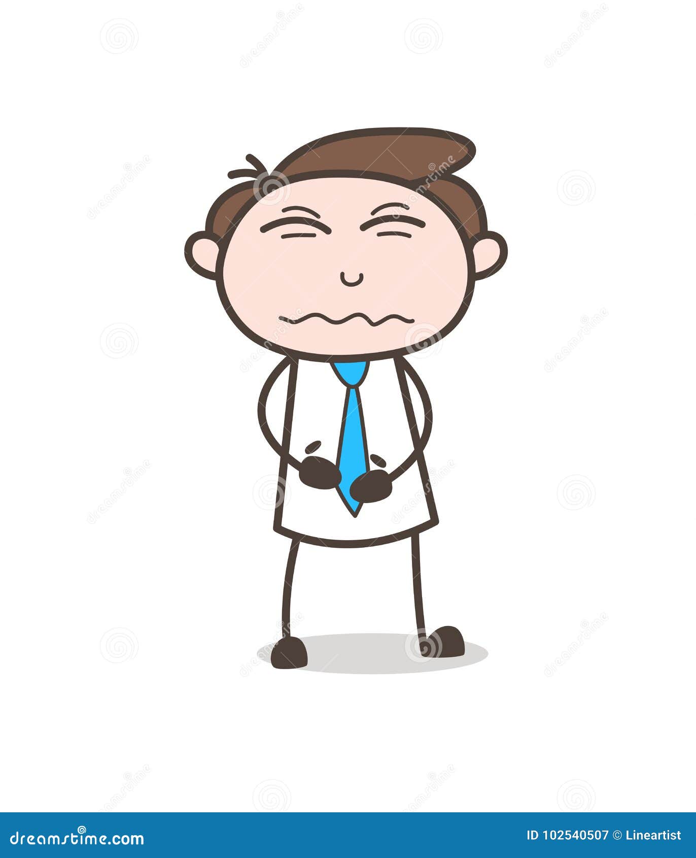 Cartoon Young Employee Confounded Face Expression Vector Stock ...