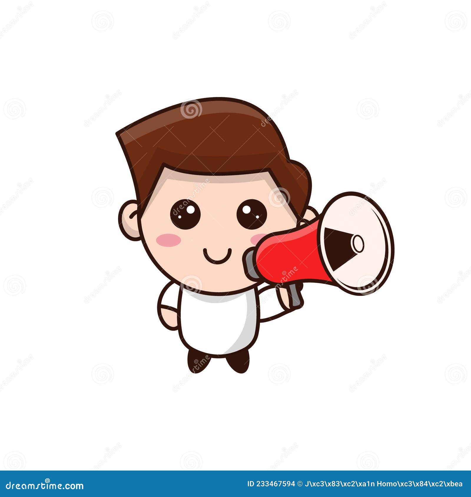 Cartoon Young Guy Holding a Megaphone. Vector Illustration Isolated on ...