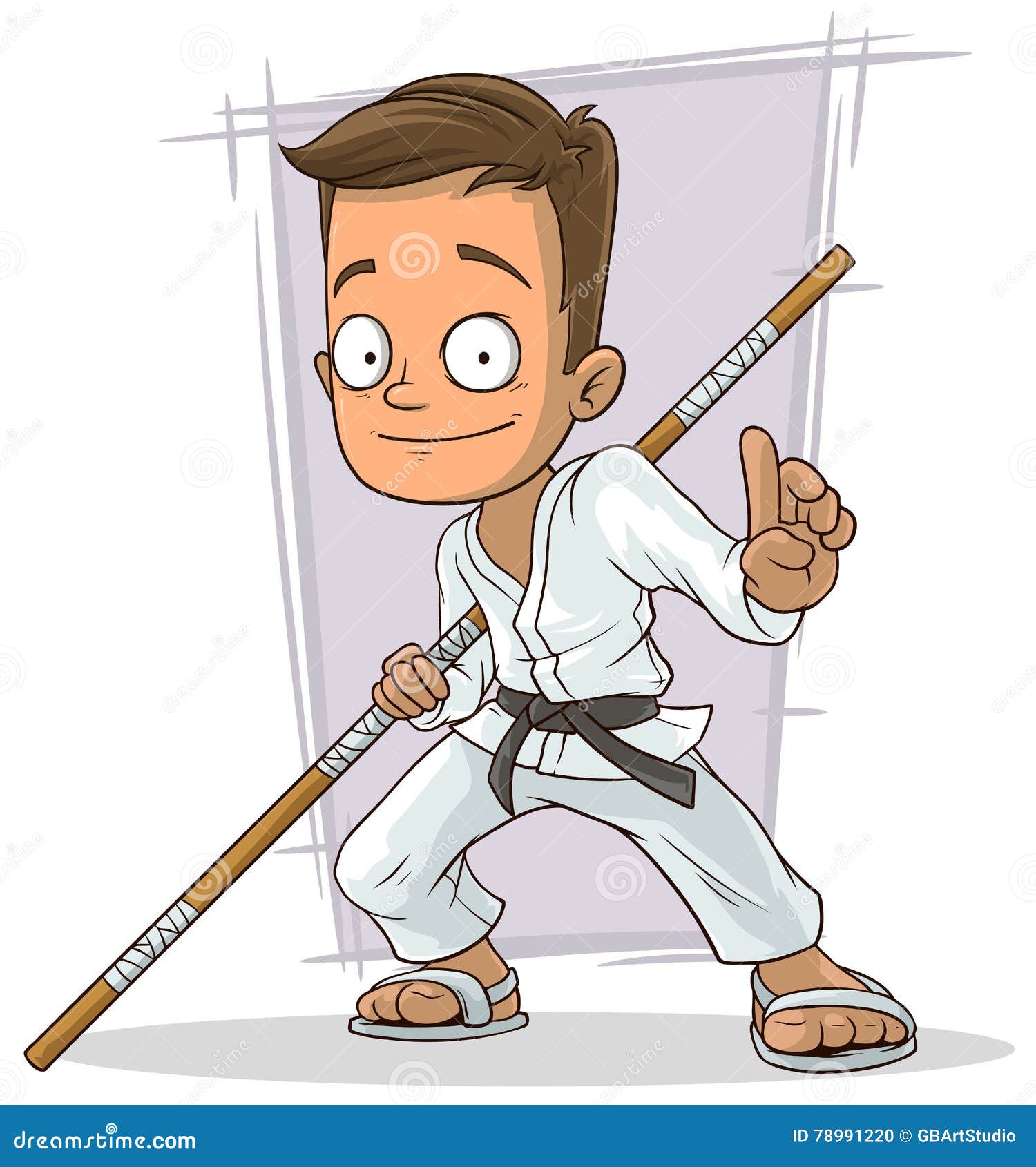 Cartoon Young Karate Boy in White Kimono Stock Vector - Illustration of ...