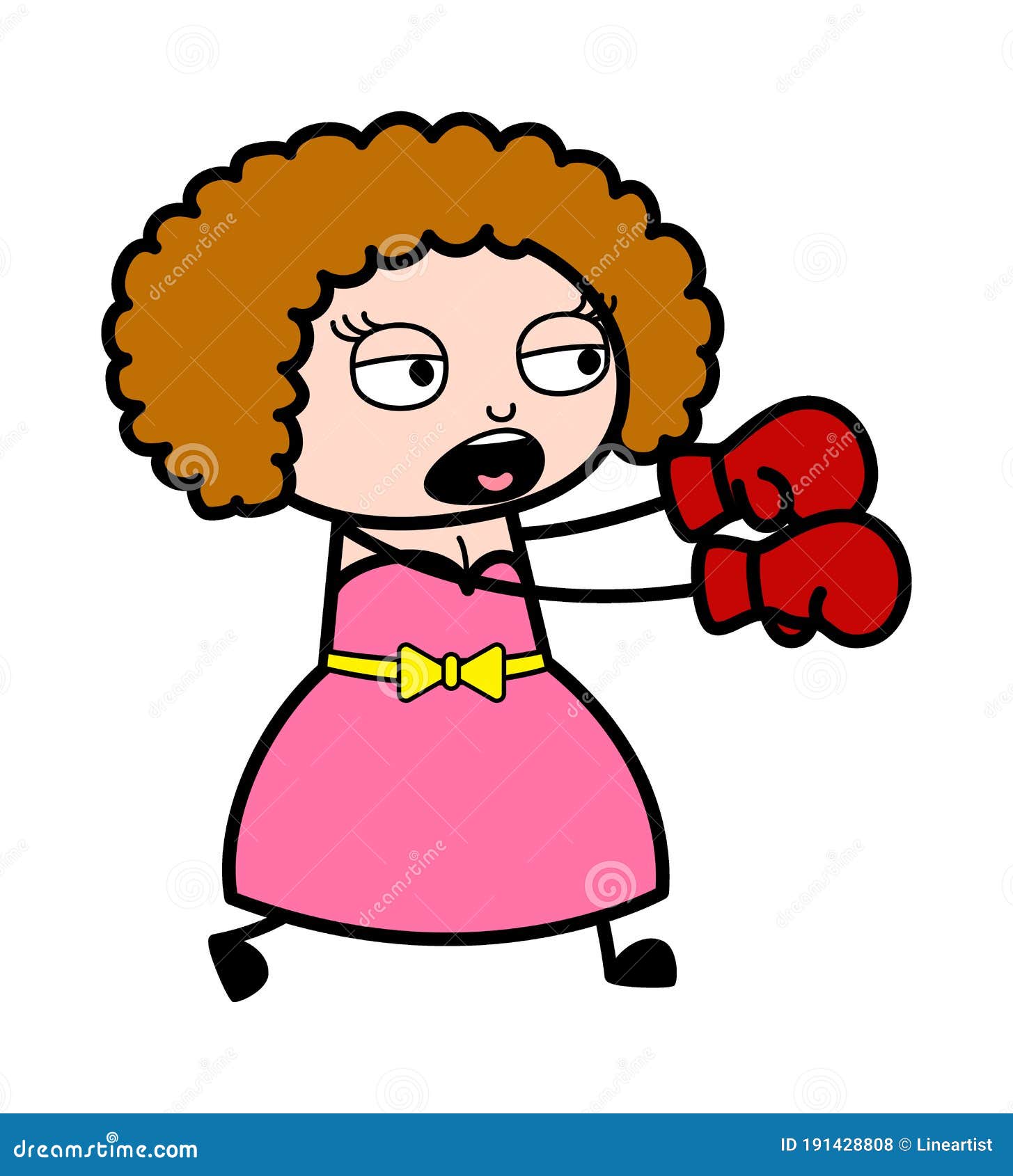 Cartoon Young Lady Boxing stock vector. Illustration of fight - 191428808