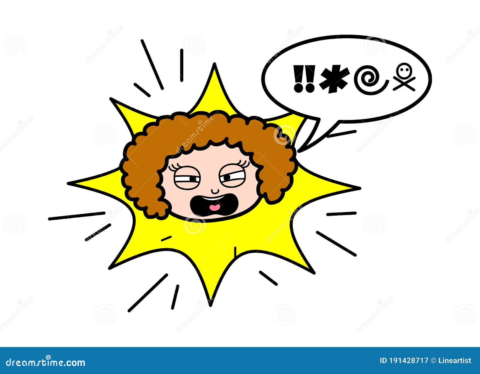 Cartoon Young Lady Shouting and Abusing Stock Illustration ...