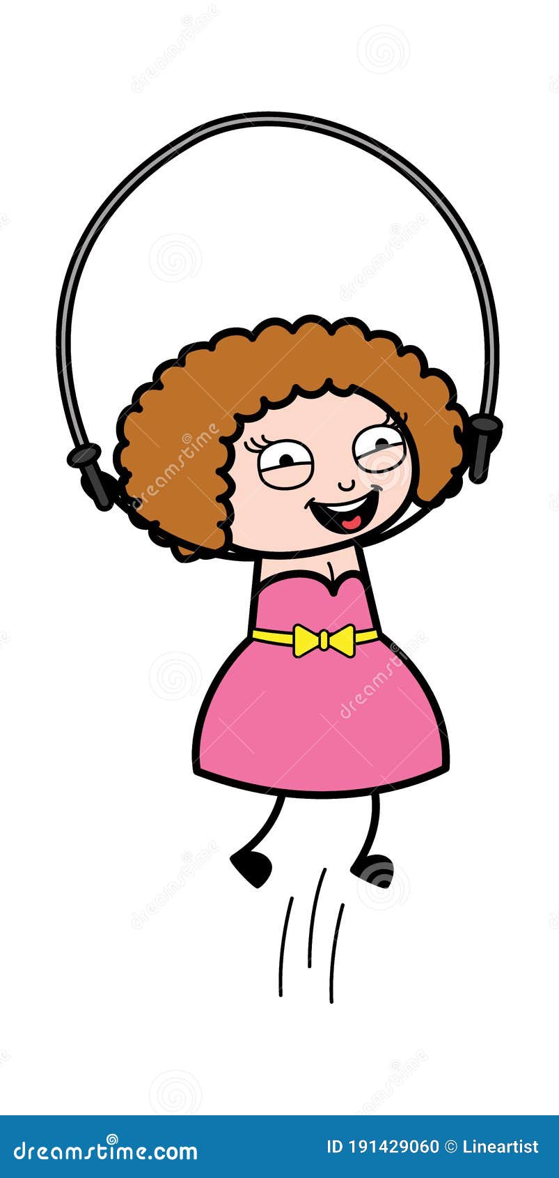 Cartoon Young Lady Skipping Rope Stock Illustration - Illustration of ...