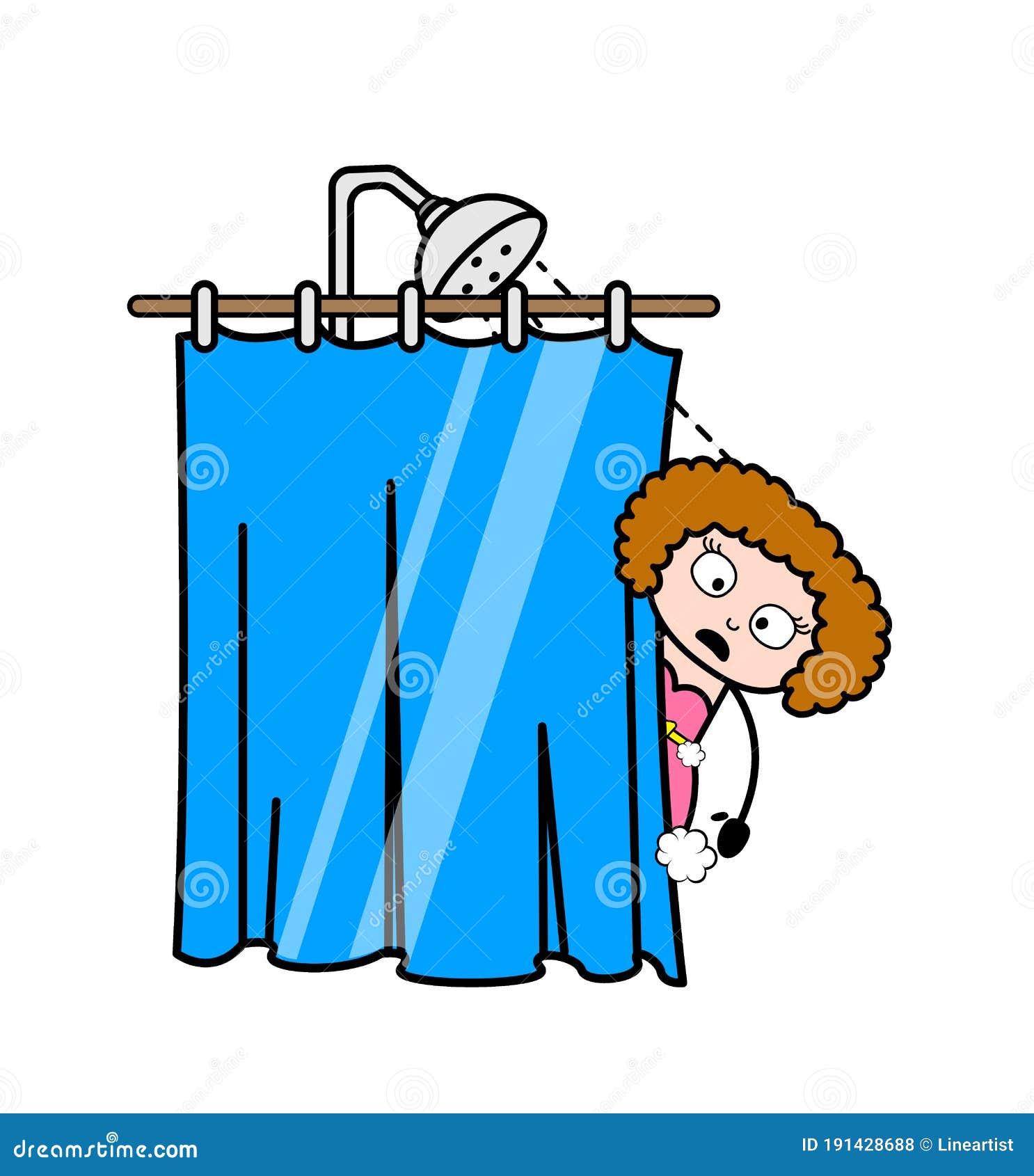 Cartoon Young Lady Taking Shower Stock Illustration - Illustration of ...
