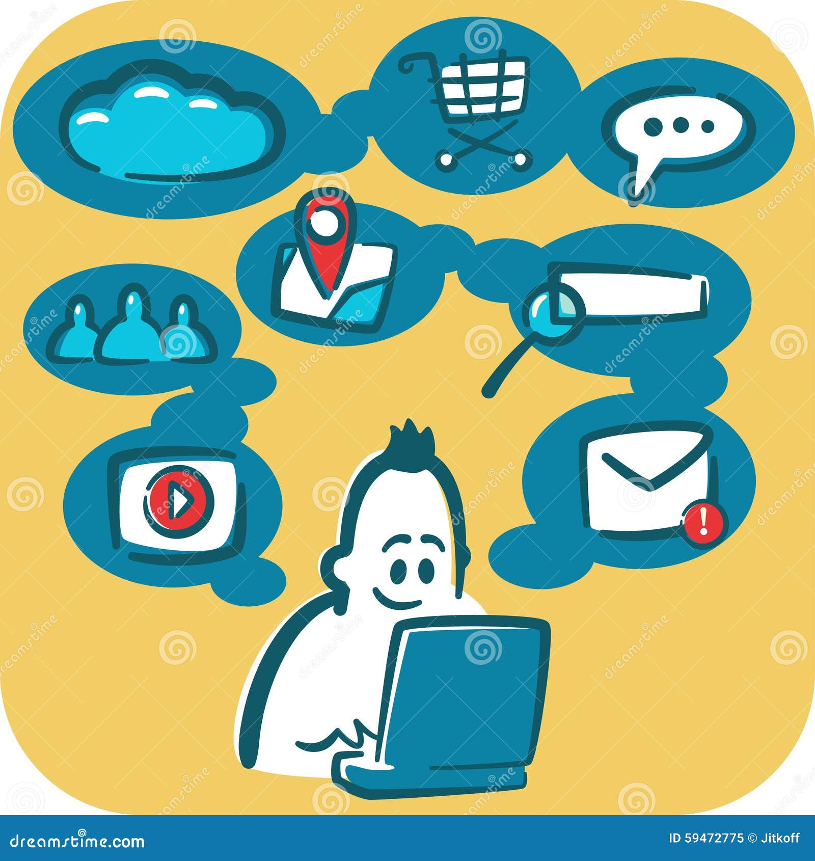 Cartoon Young Man Browsing the Internet Using Laptop. Stock Vector ... Cartoon Young Man Browsing the Internet Using Laptop. Stock Vector ...