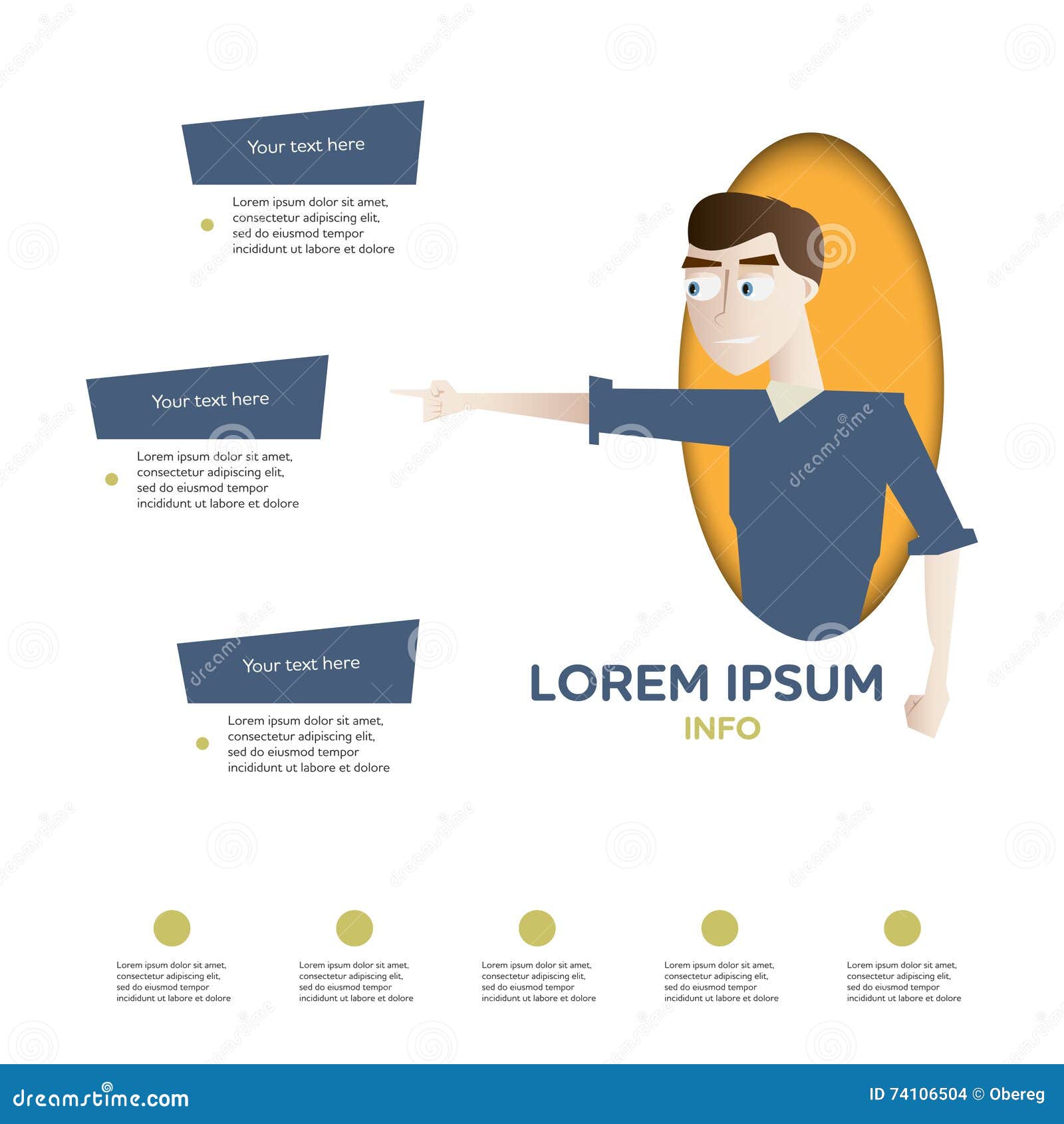 Cartoon Young Man Character Infographics Design Element Stock Vector ...