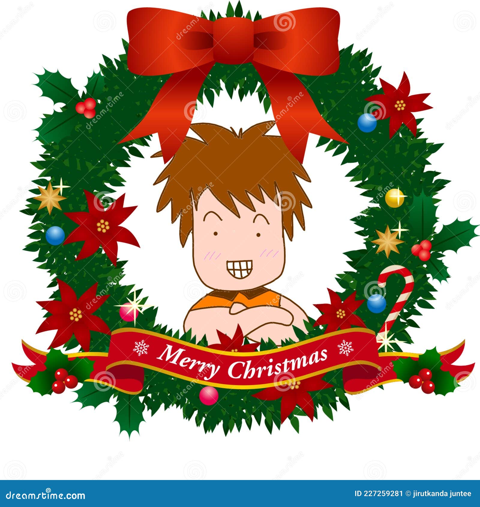 Cartoon Young Man on Christmas Day Stock Illustration - Illustration of ...