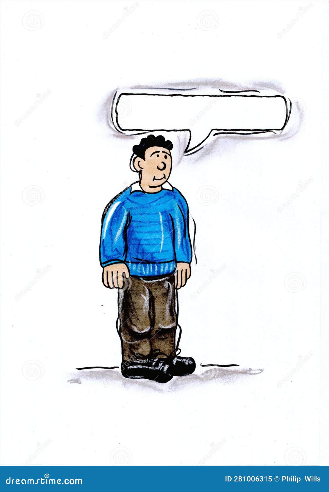 Cartoon of a Young Man with an Empty Speech Bubble. Stock Illustration ...