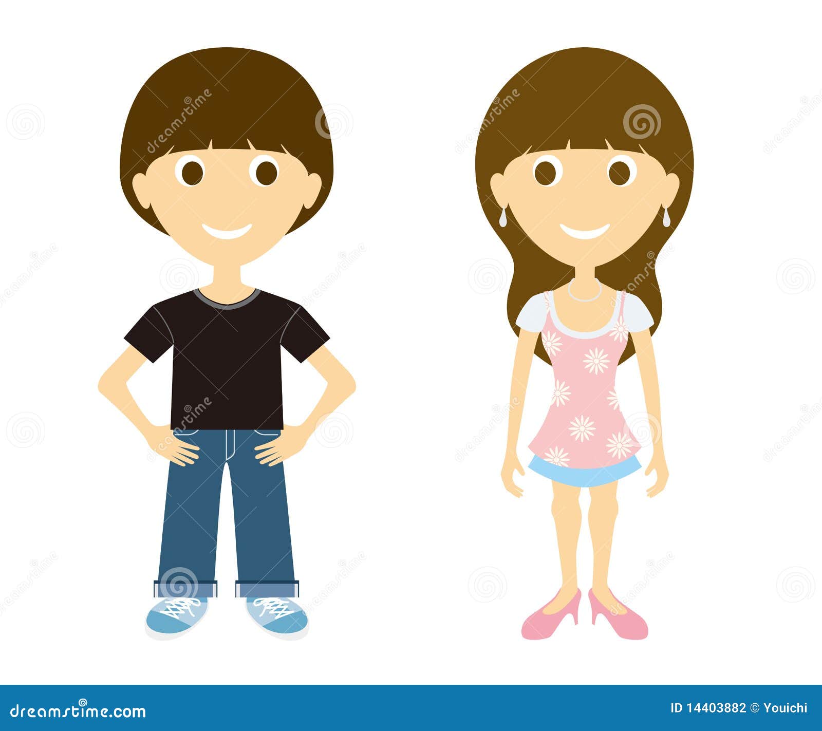 Cartoon Young Man and Women Stock Vector - Illustration of innocent ...