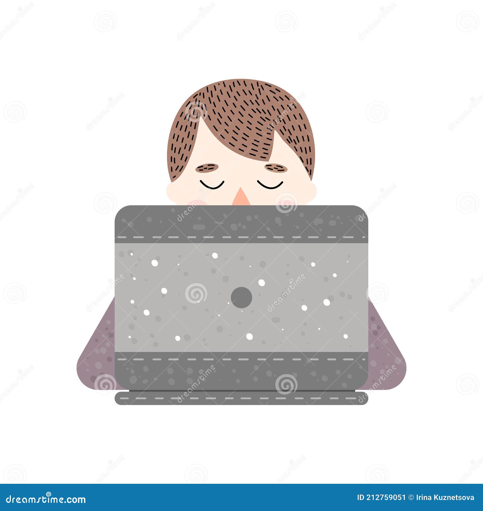 Cartoon Young Man Working on a Laptop Stock Illustration - Illustration ...