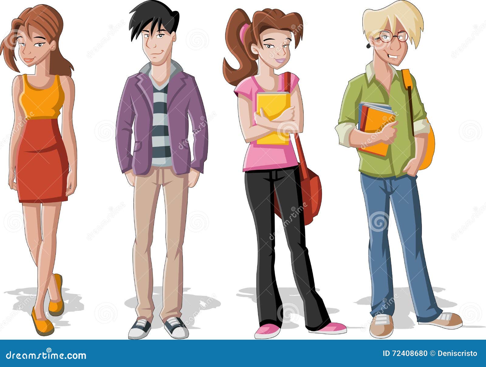 Cartoon Young People. Teenagers. Vector Illustration | CartoonDealer ...