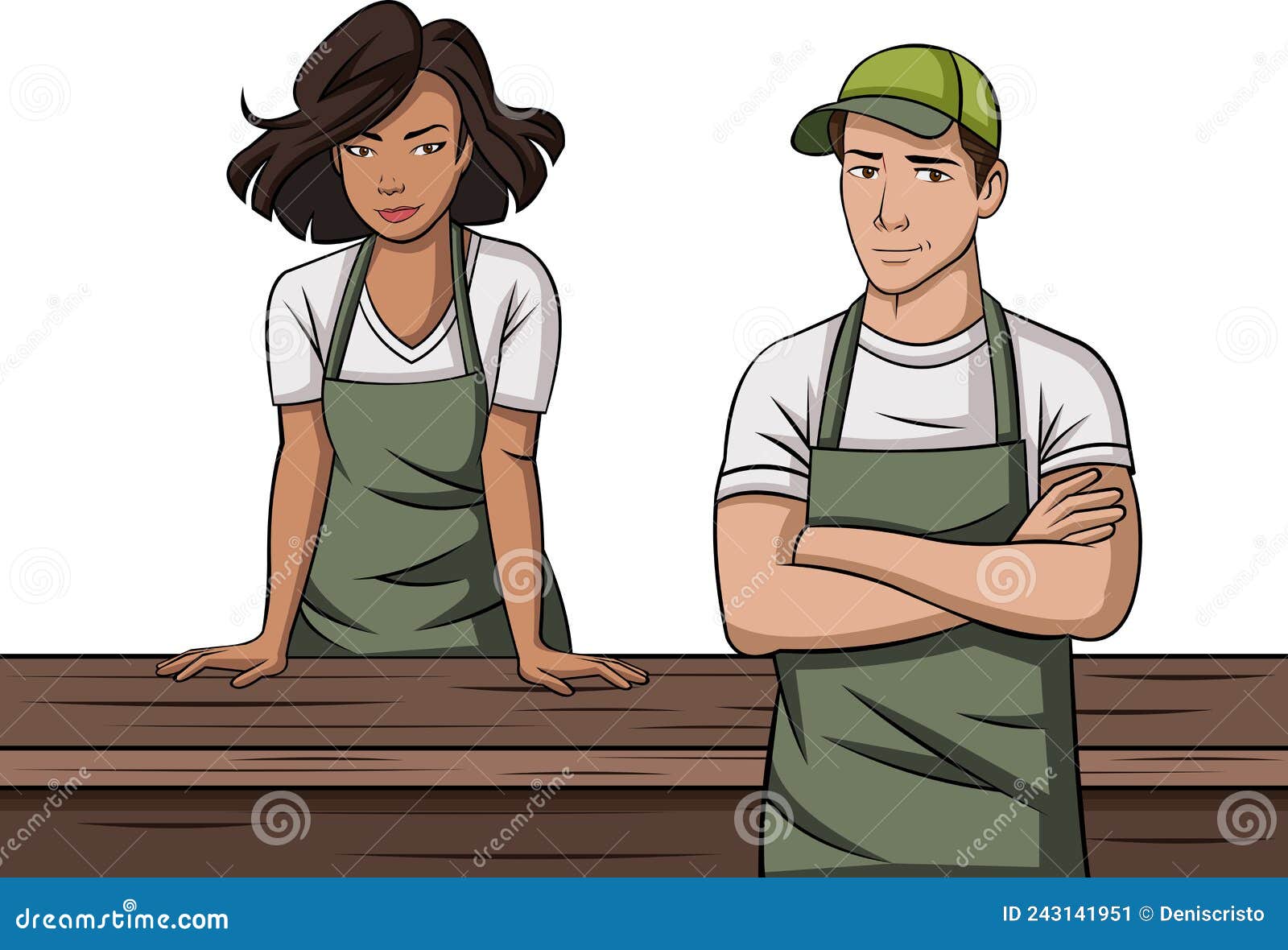 Cartoon Young People Wearing Apron. Stock Vector - Illustration of ...