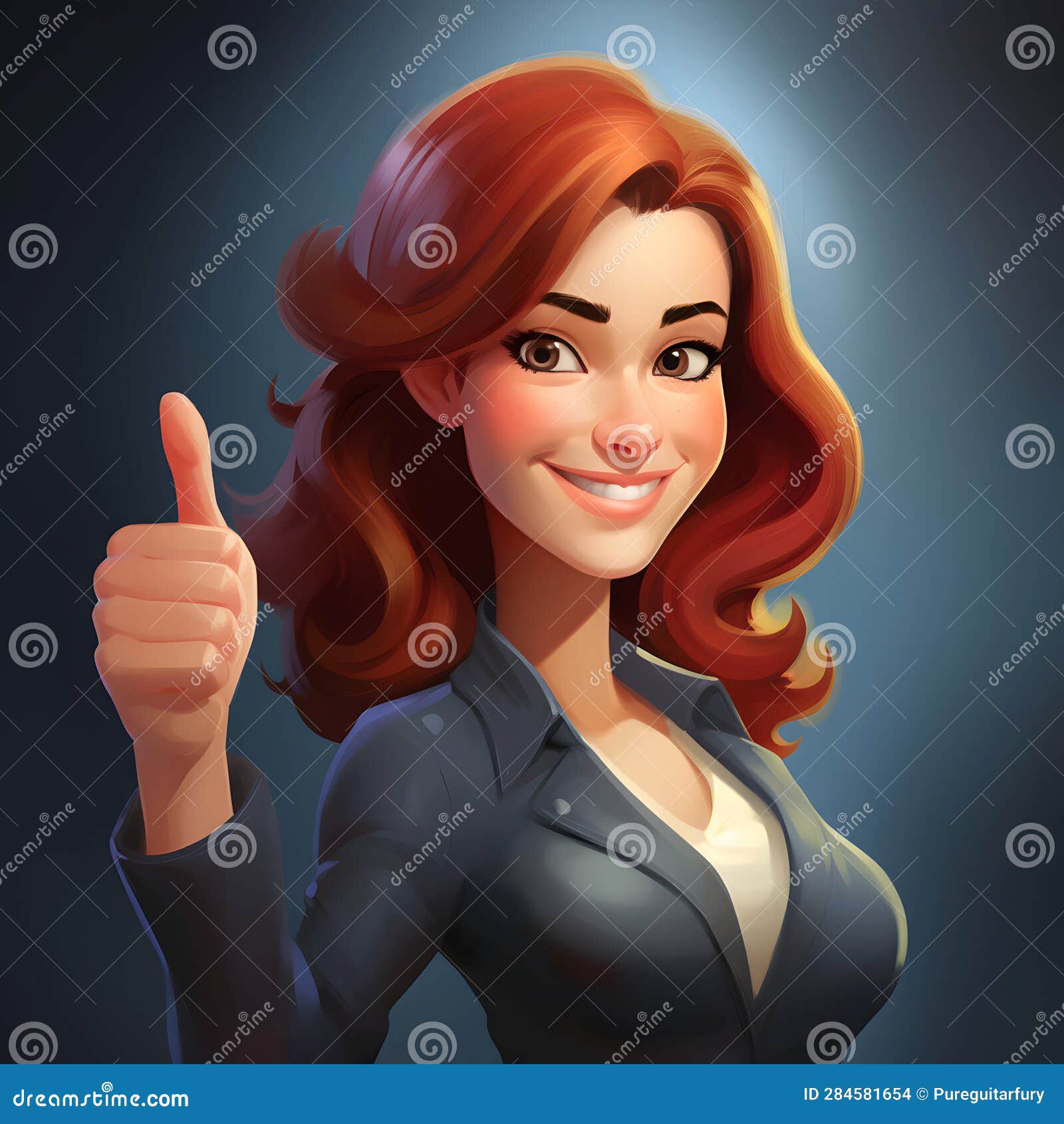 Cartoon Young Woman With Thumbs Up Stock Illustration Illustration Of