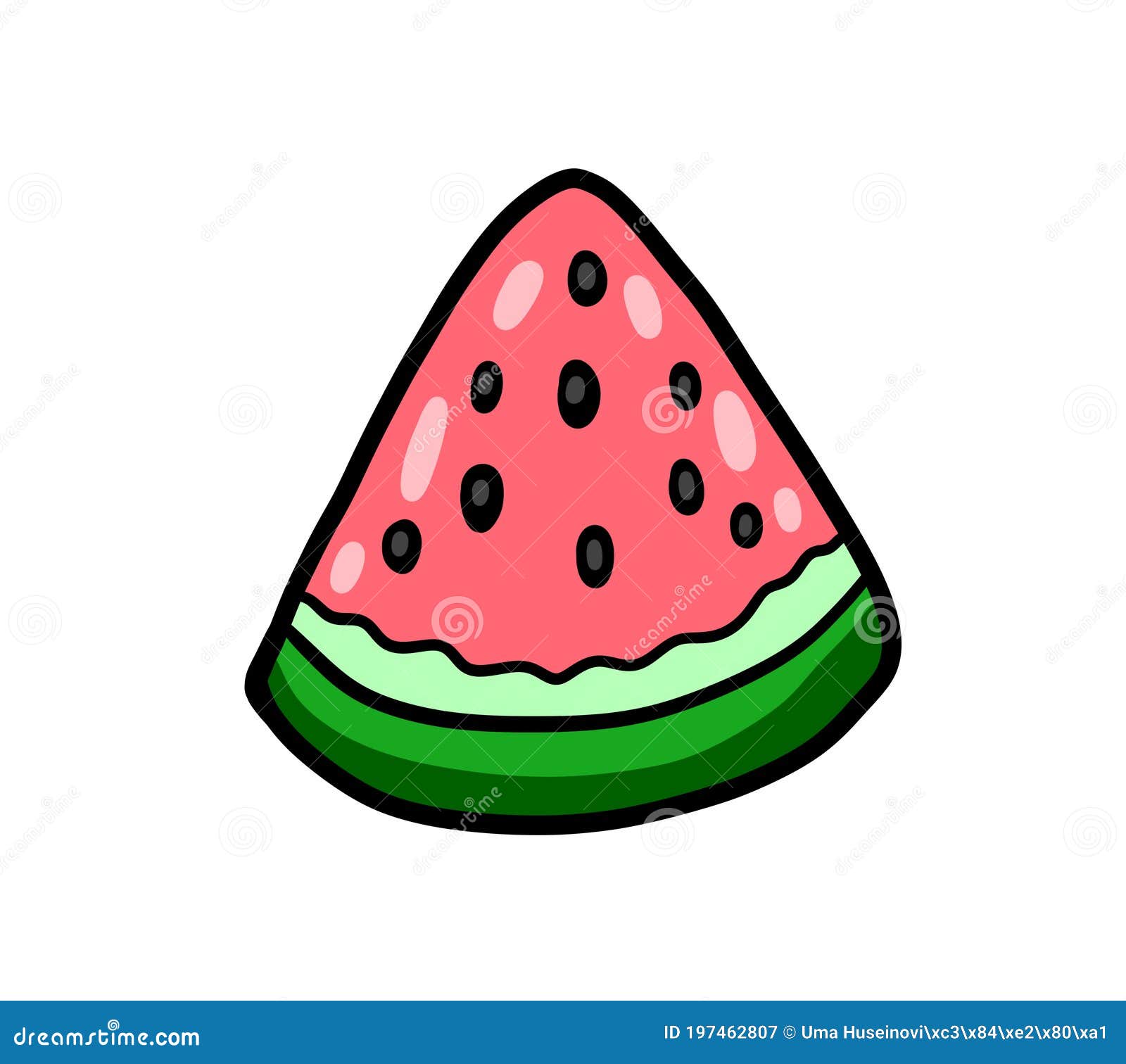 A Cartoon Yummy Watermelon Slice Stock Illustration - Illustration of ...