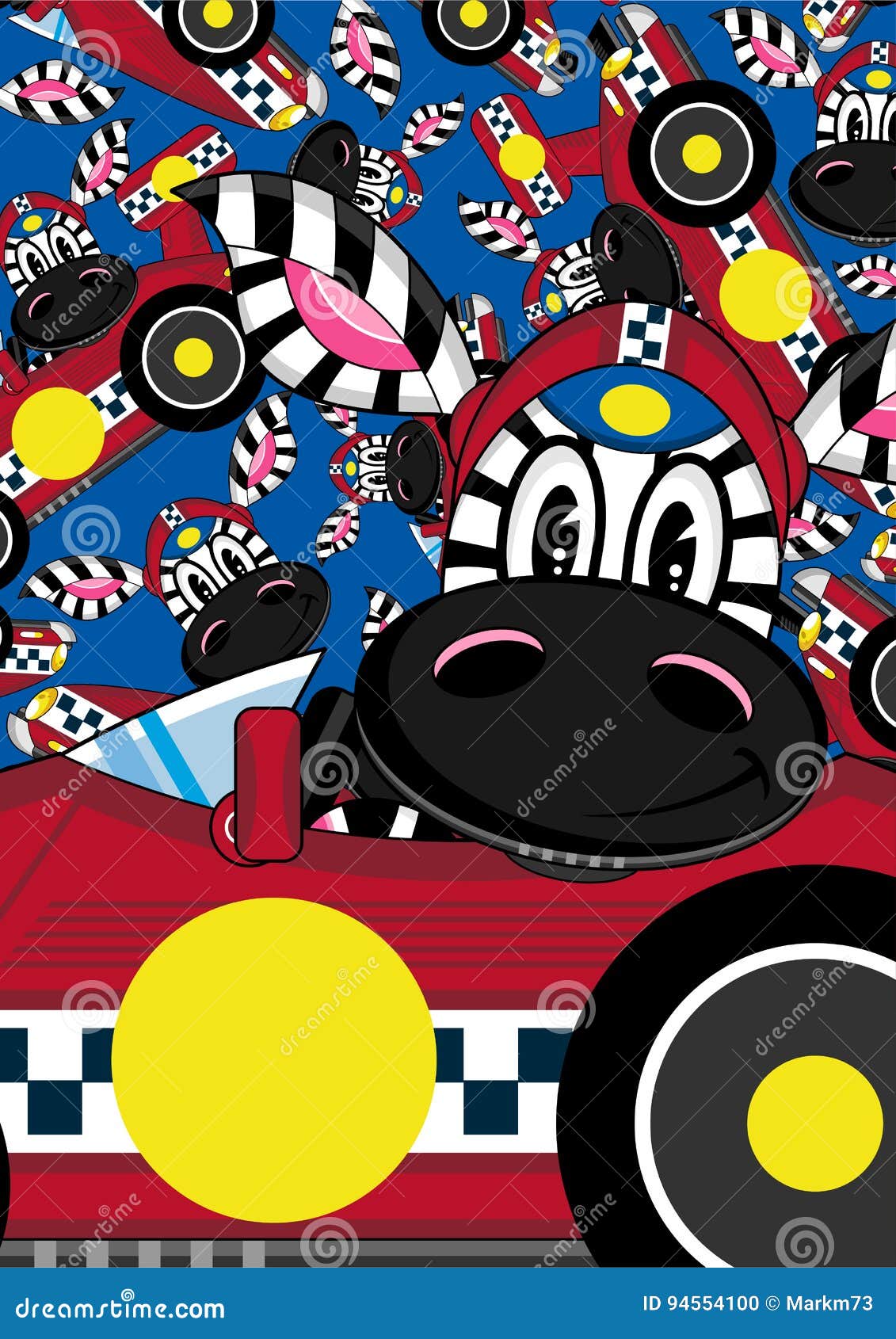 Cartoon Zebra In Racing Car Vector Illustration | CartoonDealer.com ...