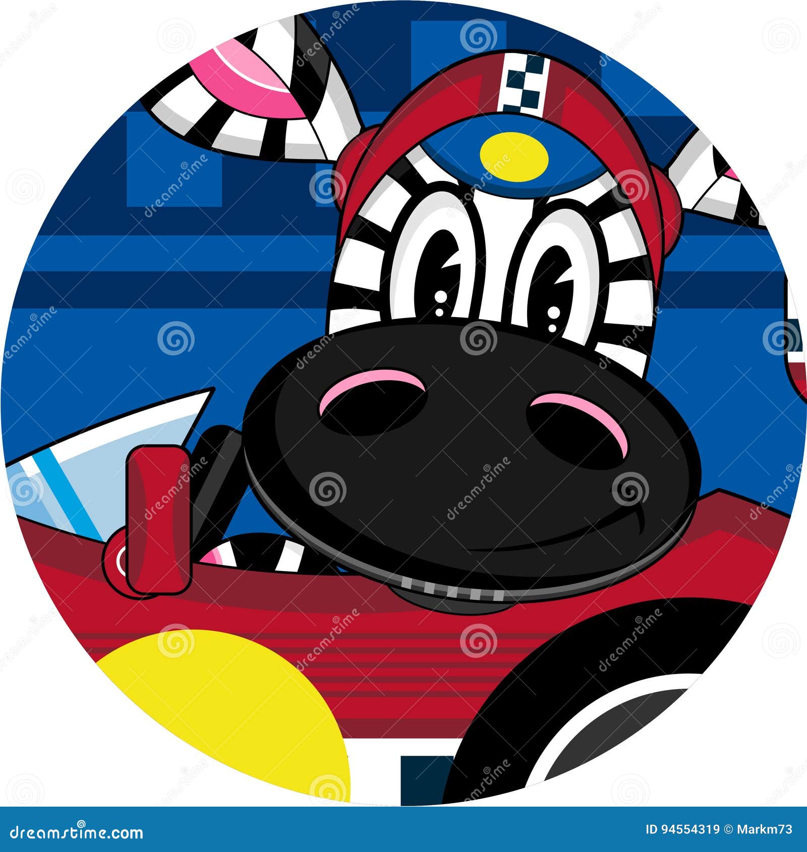 Cartoon Zebra in Racing Car Stock Vector - Illustration of horse ...