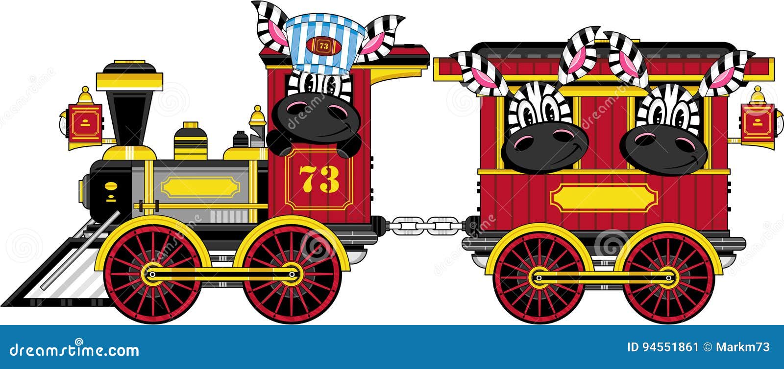 Cartoon Zebra and Train stock vector. Illustration of train - 94551861