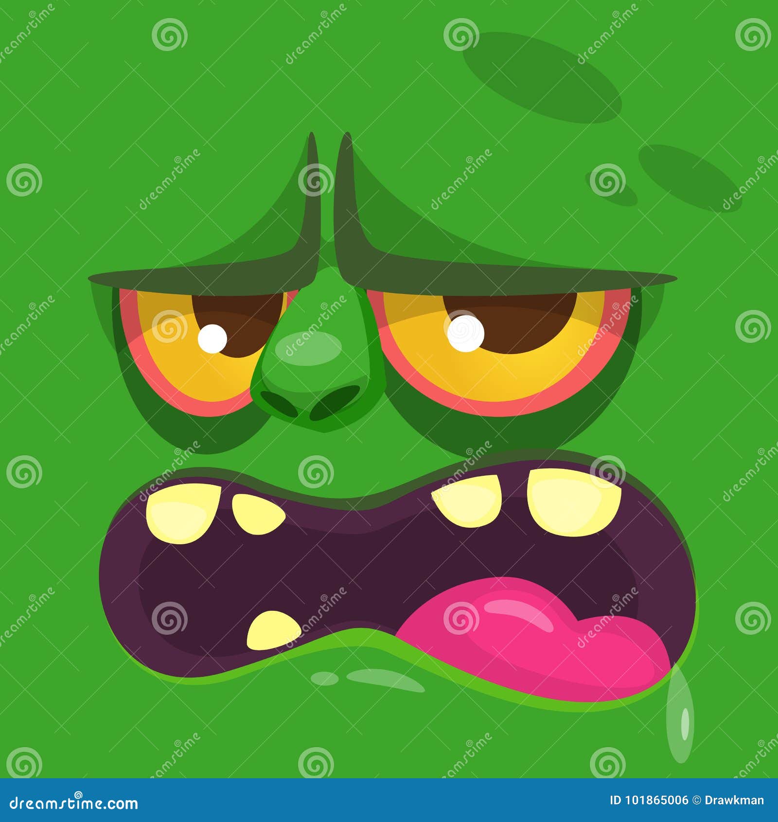Cartoon Zombie Face. Vector Zombie Monster Square Avatar. Stock Vector ...