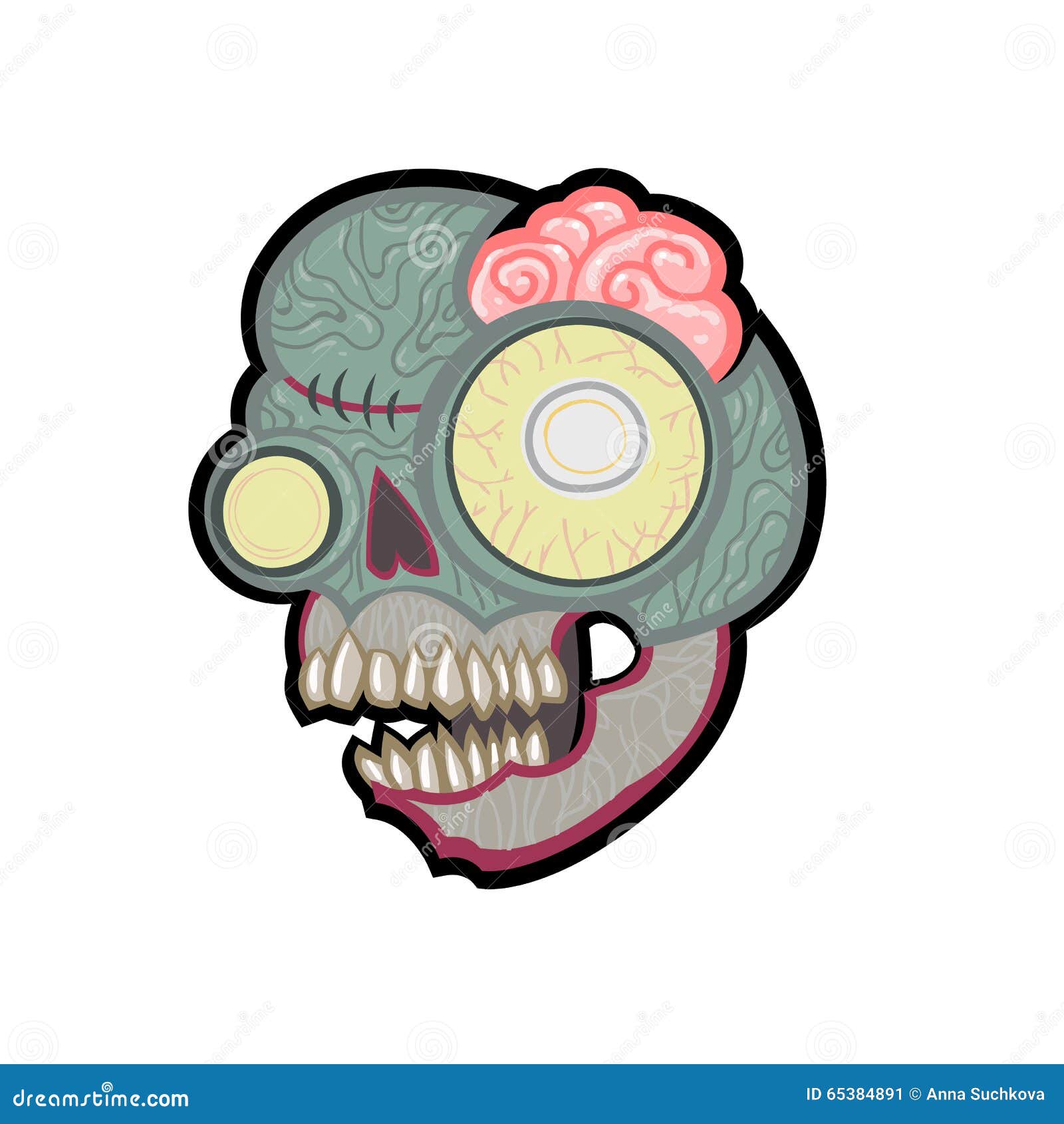Cartoon Zombie Head. Vector Illustration. Stock Vector - Illustration ...
