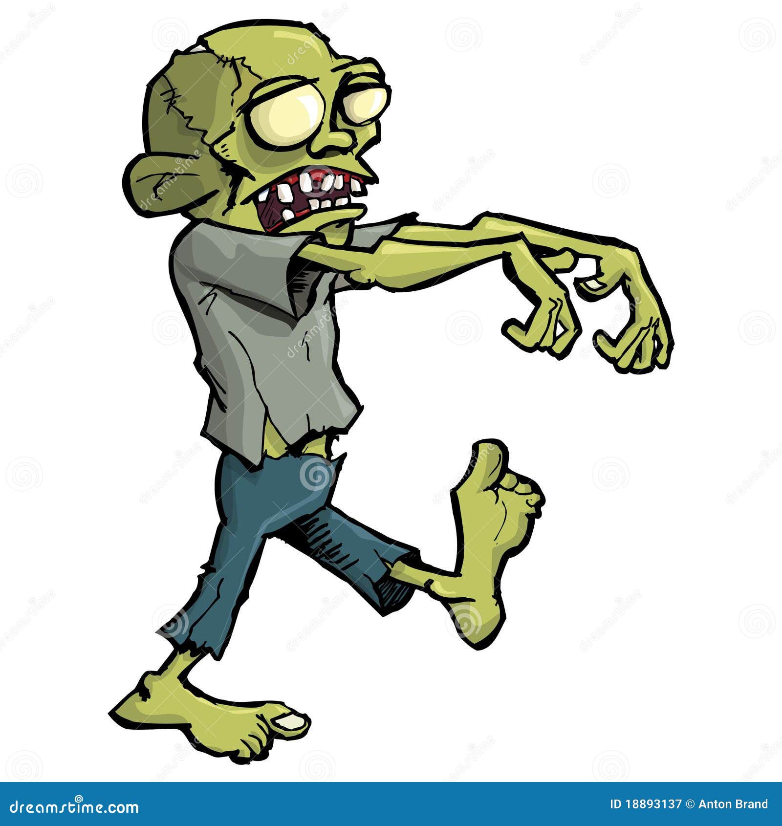 Cartoon Zombie Isolated On White Stock Vector - Illustration of fear ...