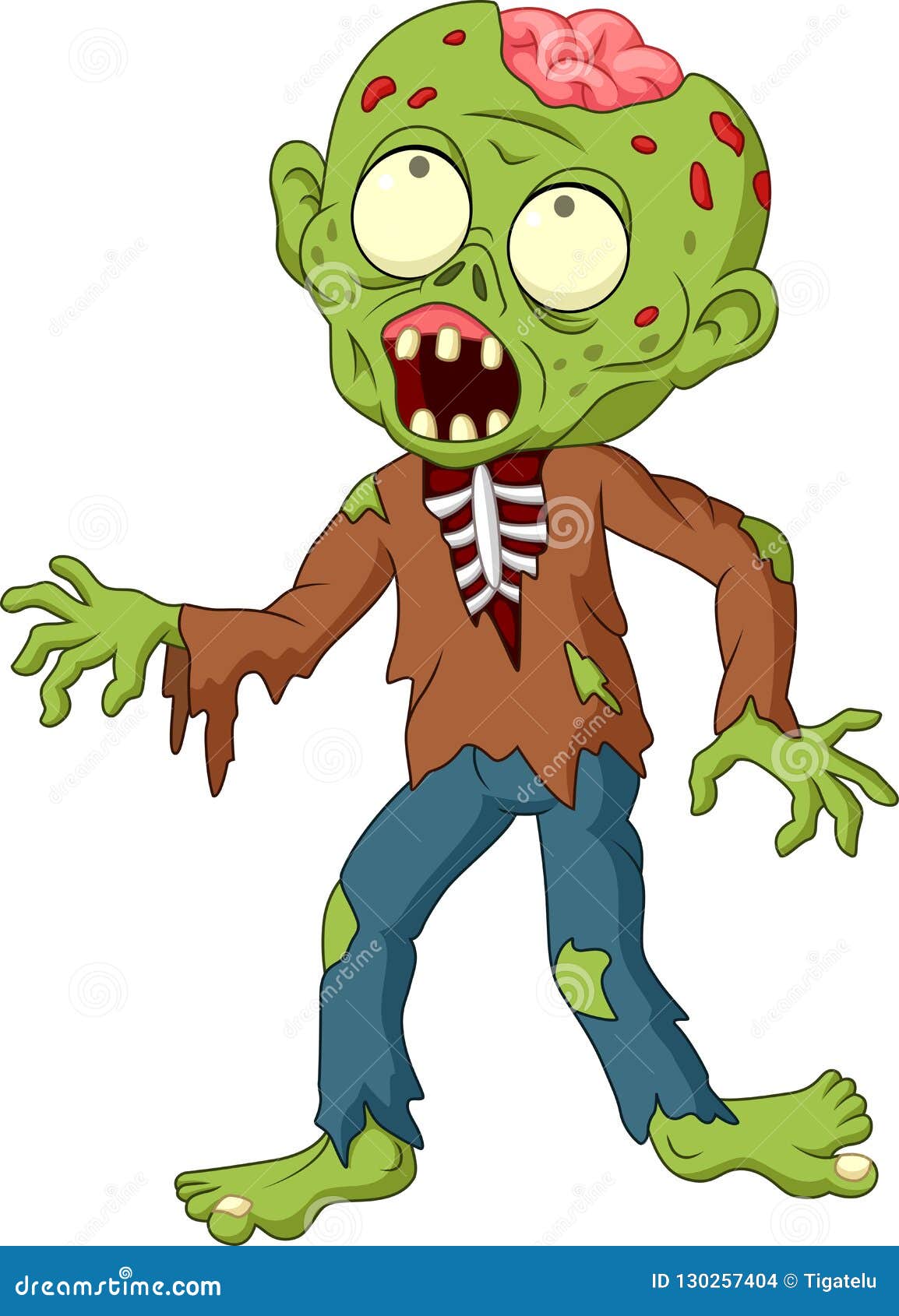 Cartoon Zombie Isolated On White Background Vector Illustration ...