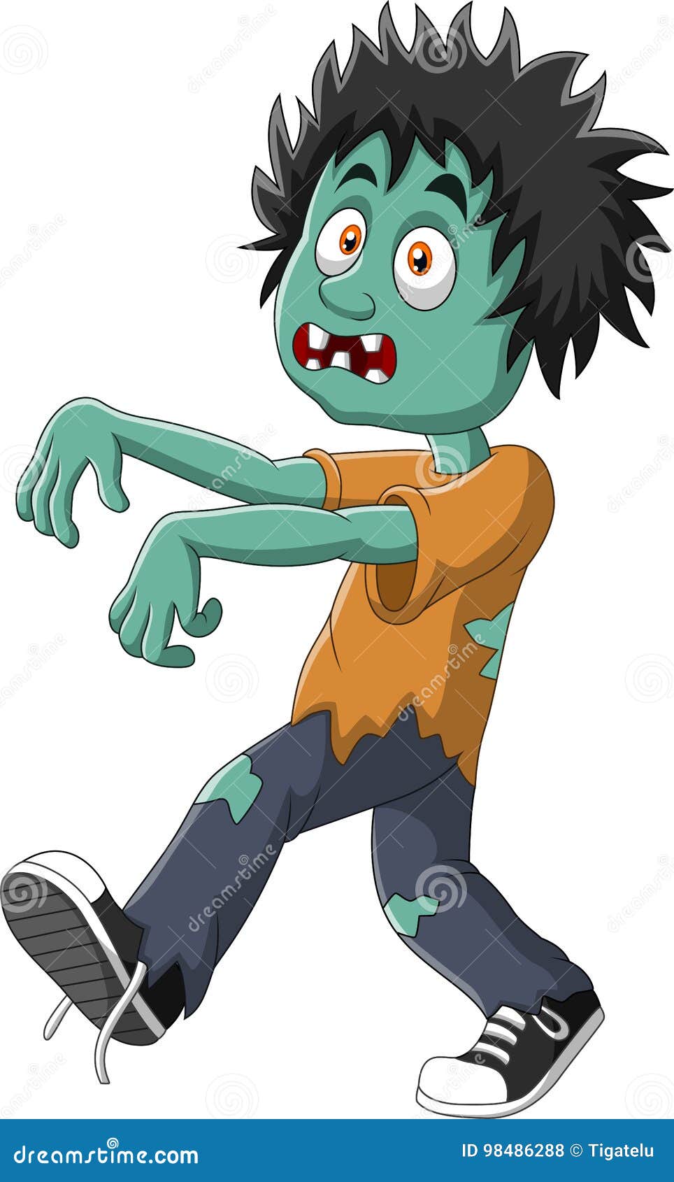 Cartoon Zombie Isolated On White Background Vector Illustration ...