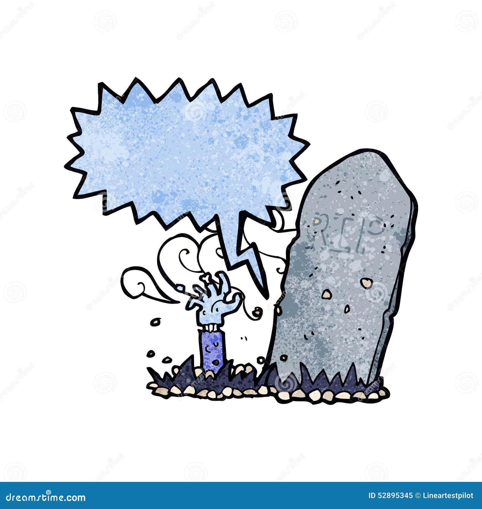 Cartoon Zombie Rising from Grave with Speech Bubble Stock Illustration ...