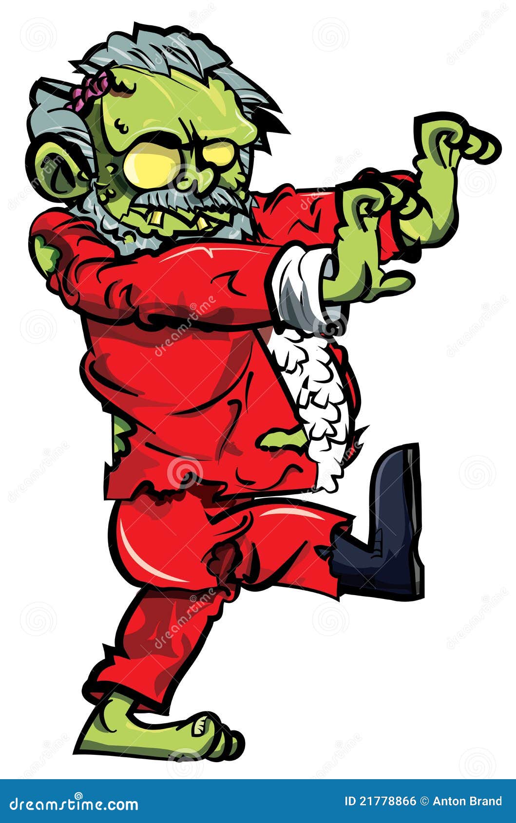 Cartoon Zombie Santa with One Boot Stock Illustration - Illustration of ...