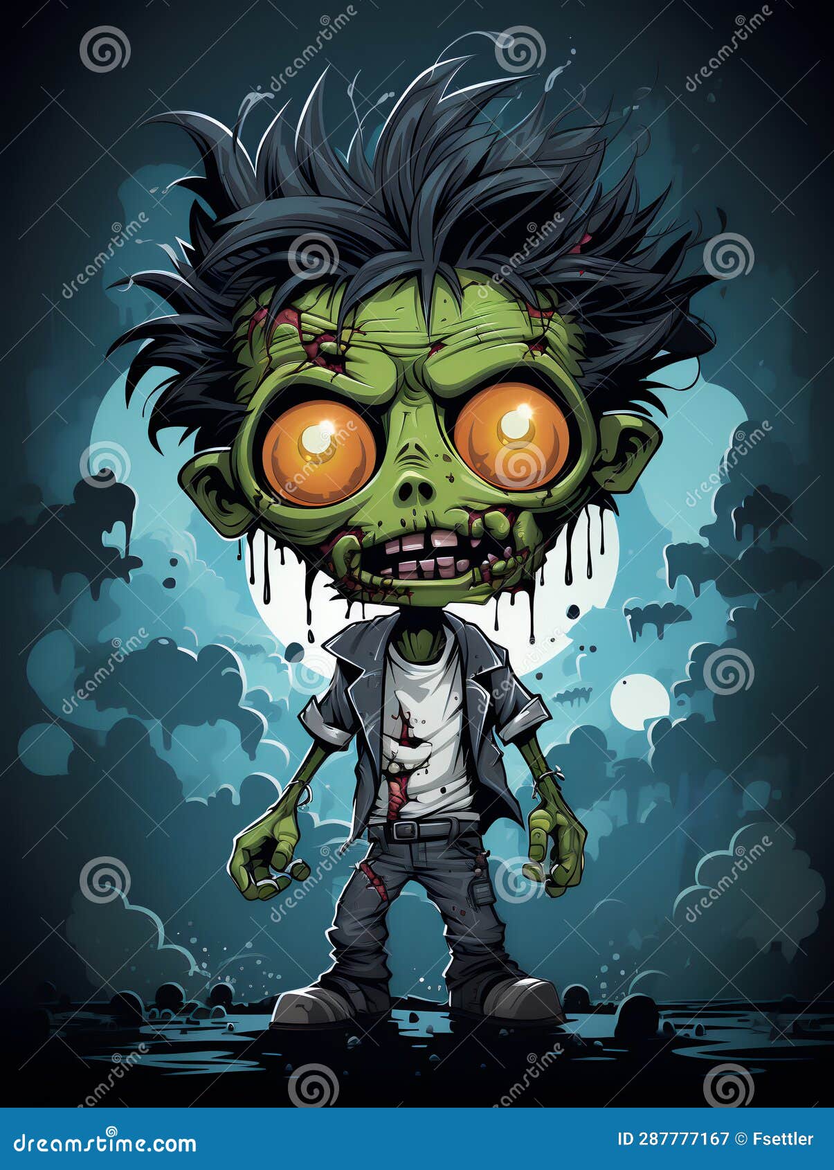 Cartoon Zombie. Template for a Greeting Card for Halloween Stock ...
